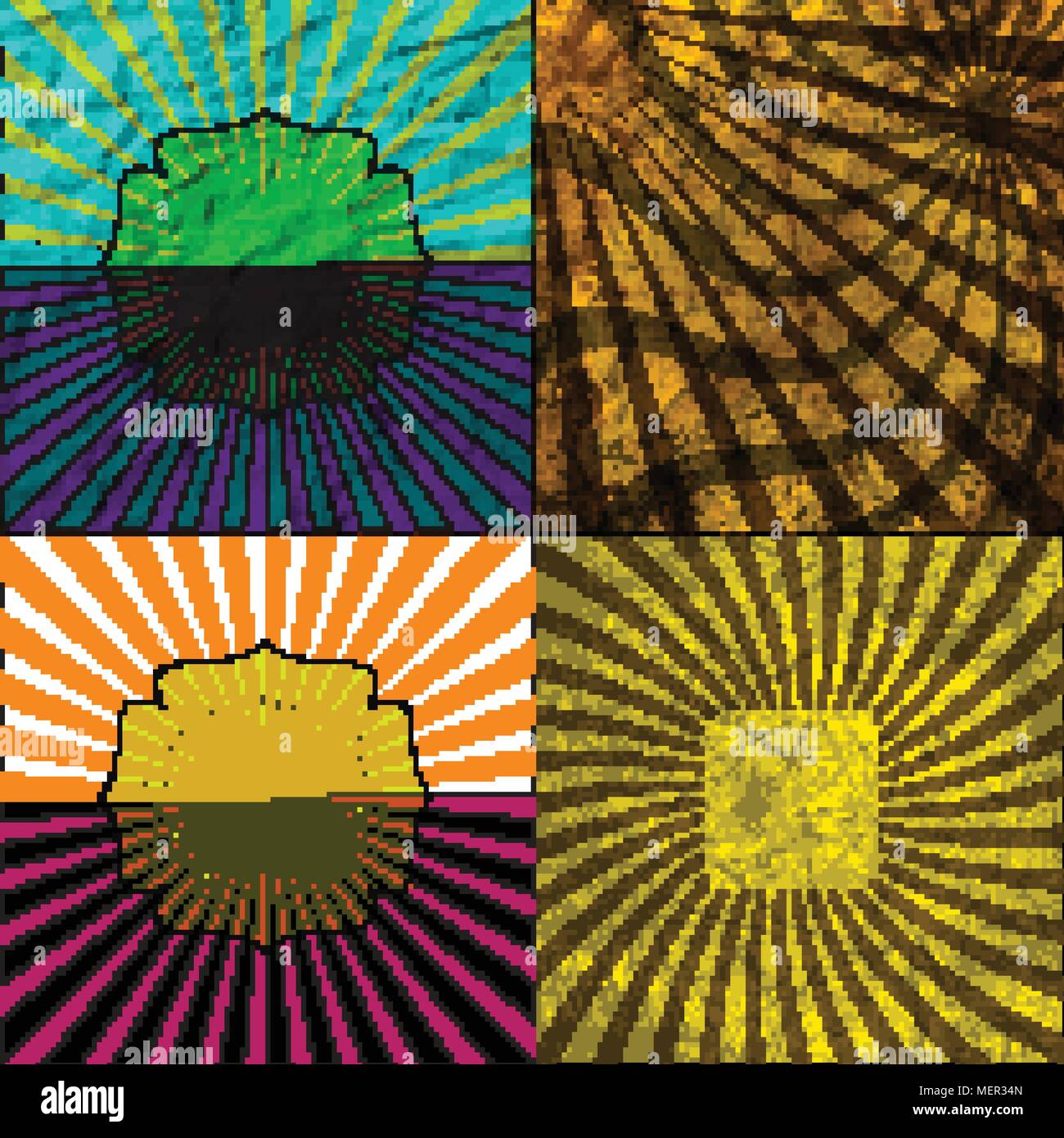 Set Vintage Colored Rays background. EPS10. Vector illustration Stock ...