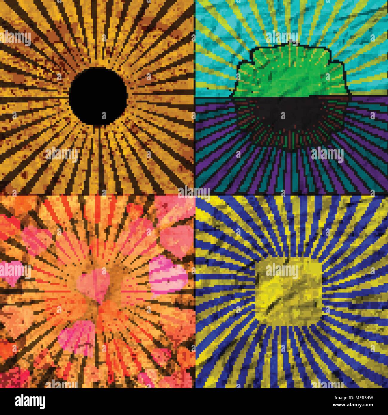Set Vintage Colored Rays background. EPS10. Vector illustration Stock ...