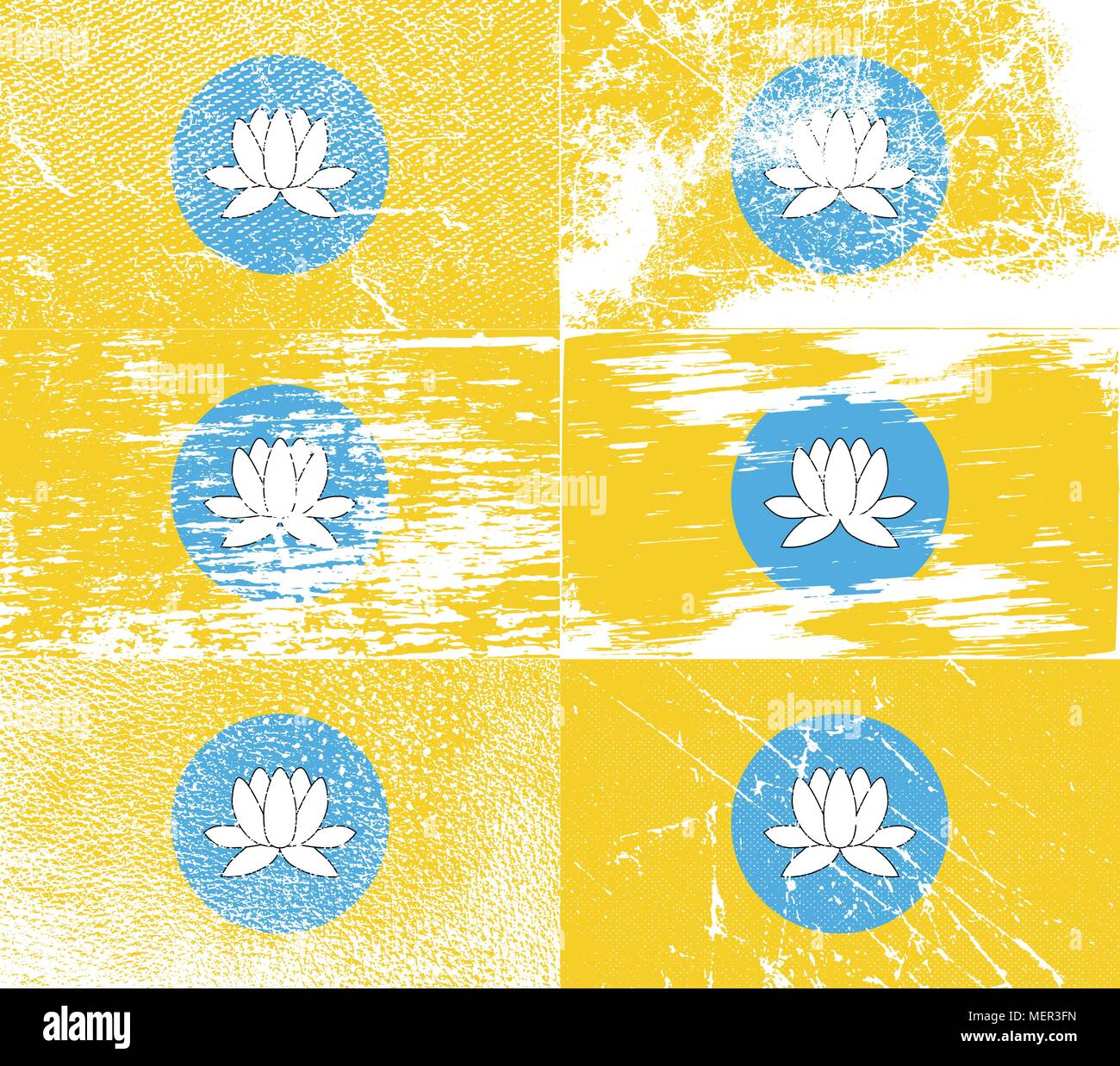 Flag of Kalmykia Republic, Russia with old texture. Vector illustration ...
