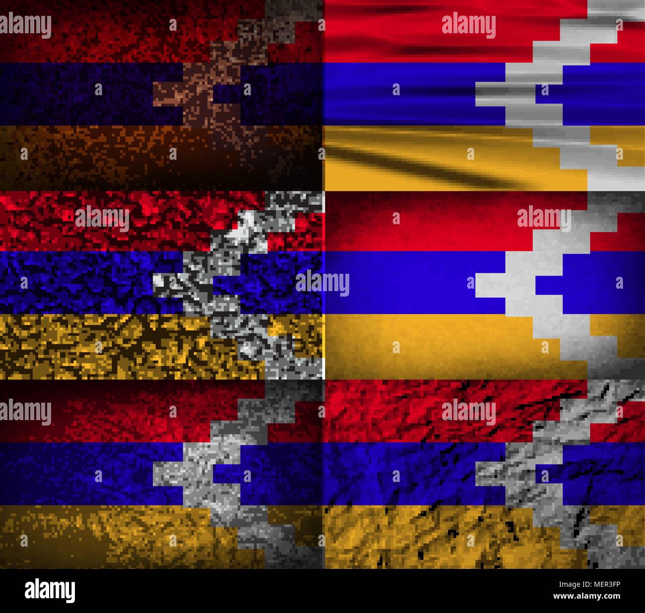 Flag of Karabakh Republic with old texture. Vector illustration Stock ...