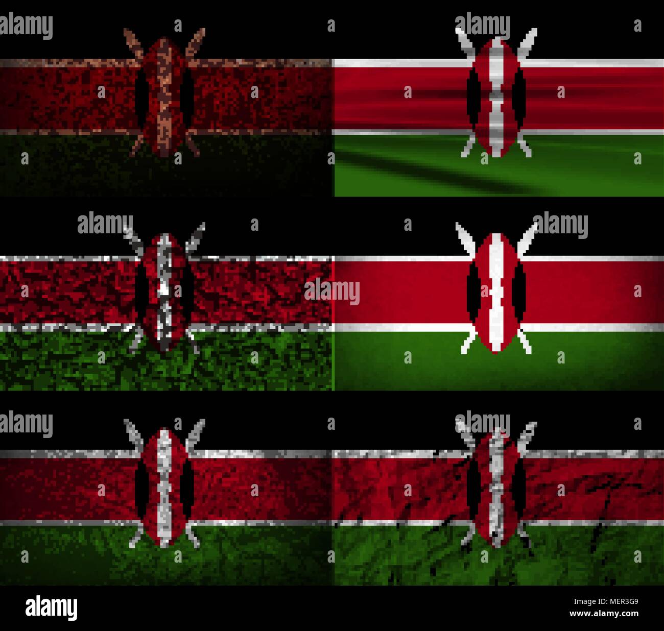 Flag of Kenya with old texture. Vector illustration Stock Vector Image ...