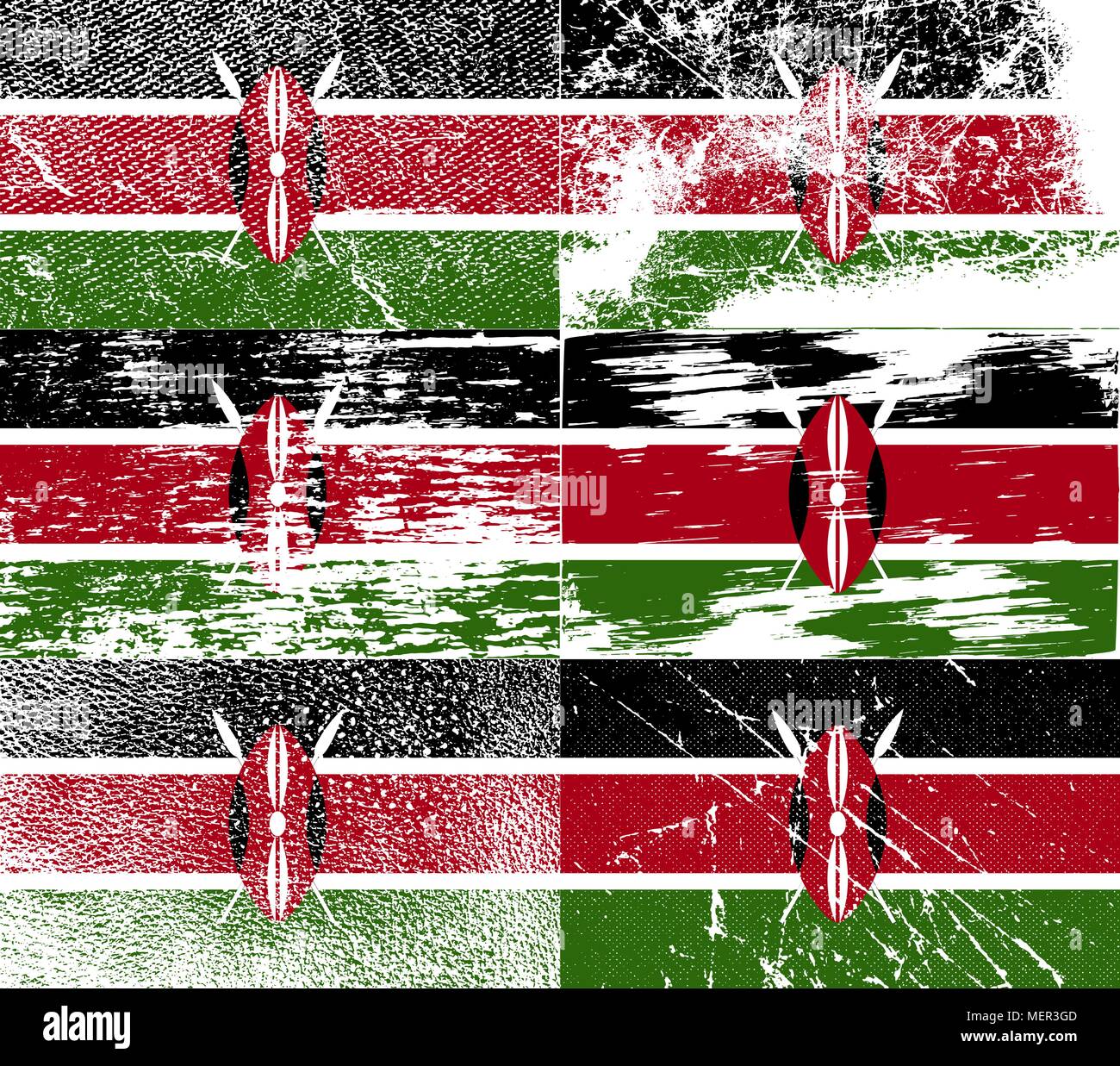 Flag of Kenya with old texture. Vector illustration Stock Vector Image ...