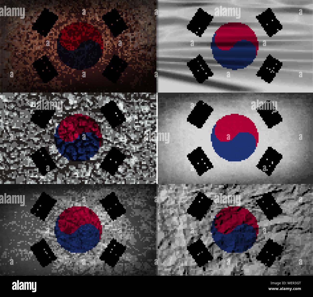 Flag of South Korea with old texture. Vector illustration Stock Vector ...