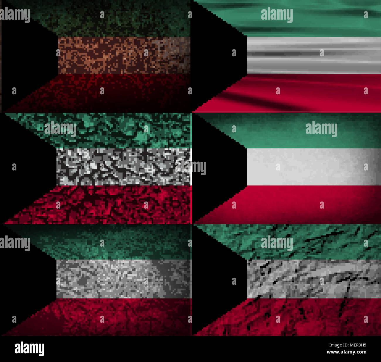 Flag of Kuwait with old texture. Vector illustration Stock Vector Image ...