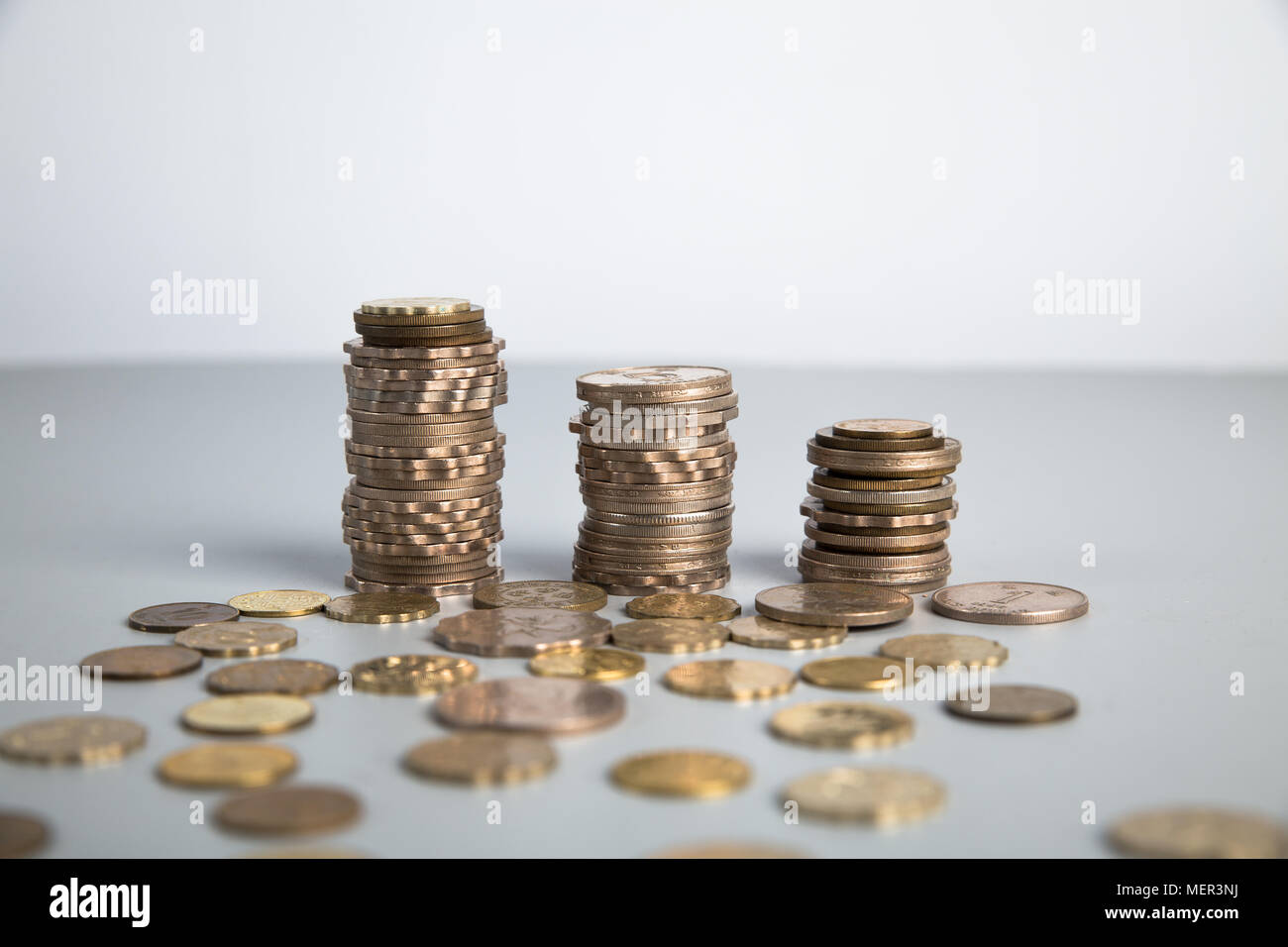 Group of coin on the table Stock Photo - Alamy
