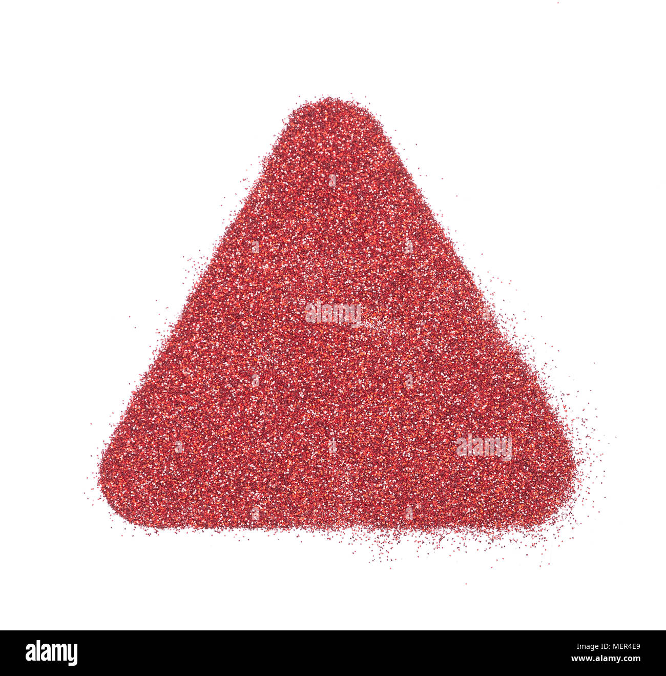 Bright and original red glitter background, in the form of a triangle ...