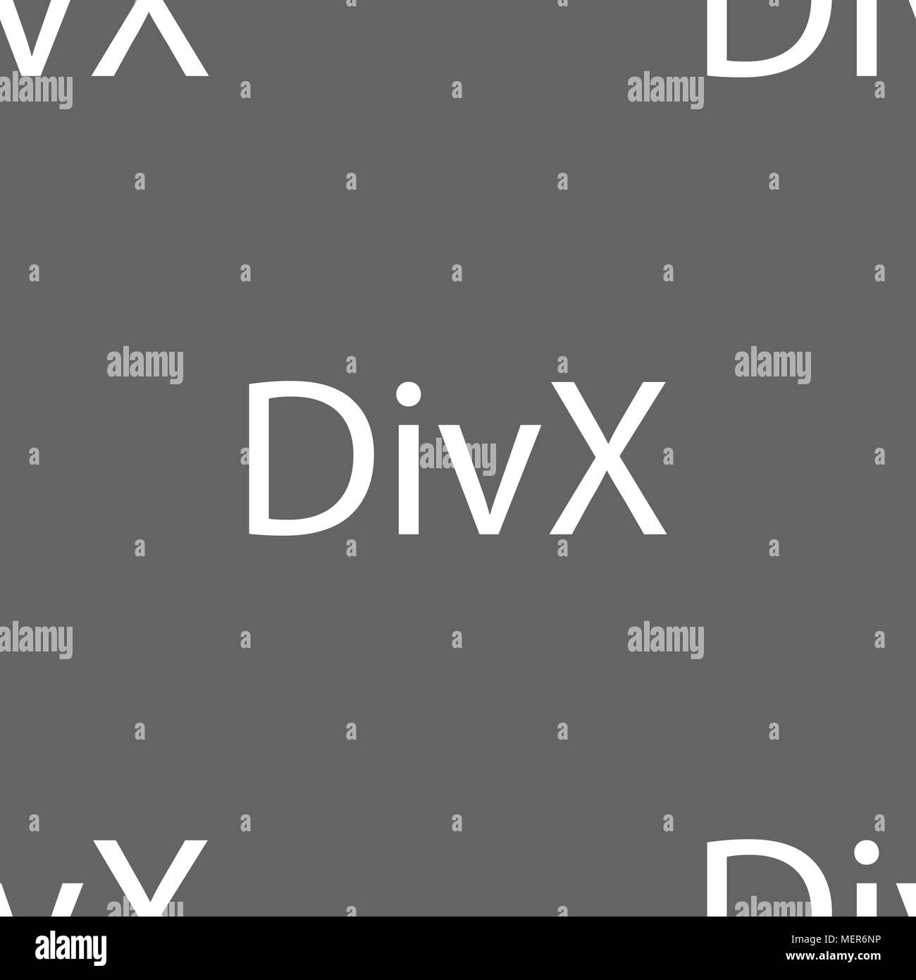 DivX video format sign icon. symbol. Seamless pattern on a gray ...