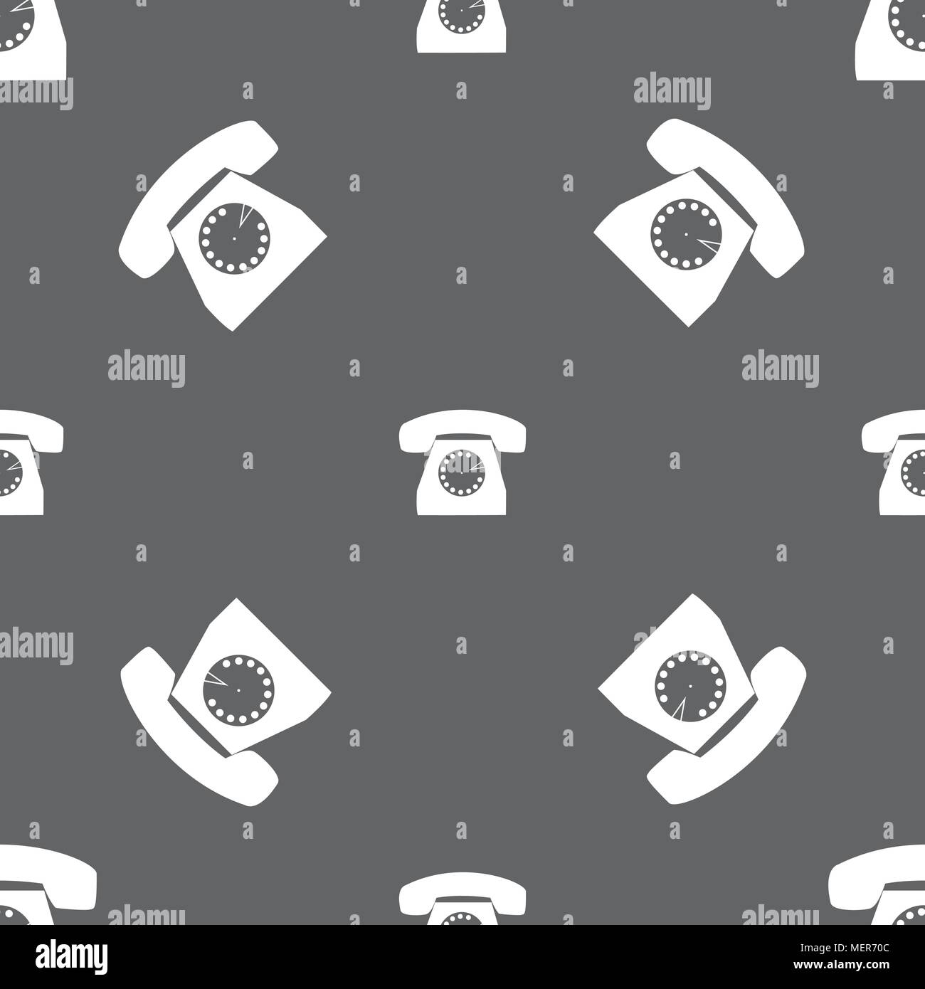 Retro telephone icon symbol. Seamless pattern on a gray background ...