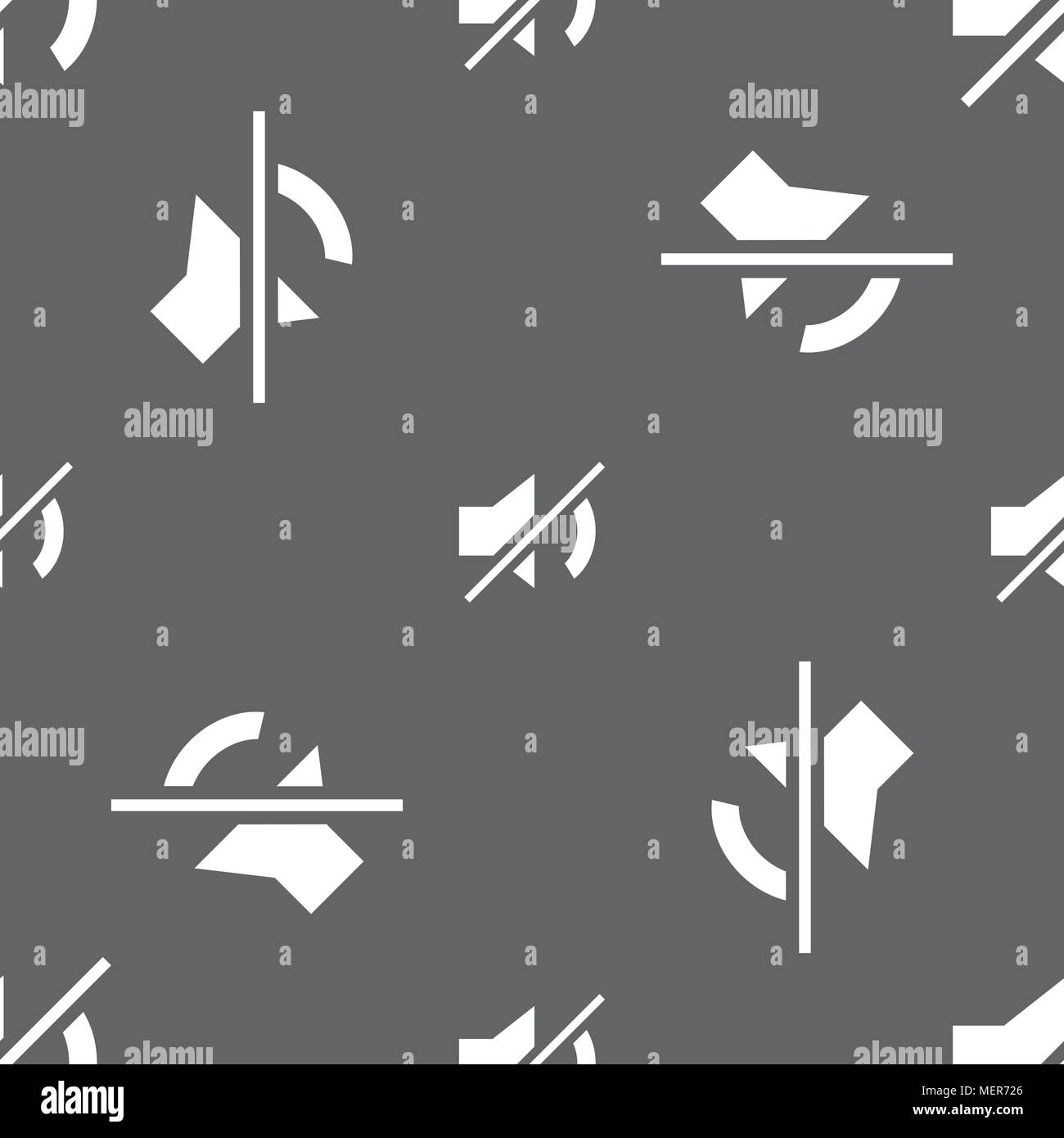 Mute speaker sign icon. Sound symbol.. Seamless pattern on a gray ...