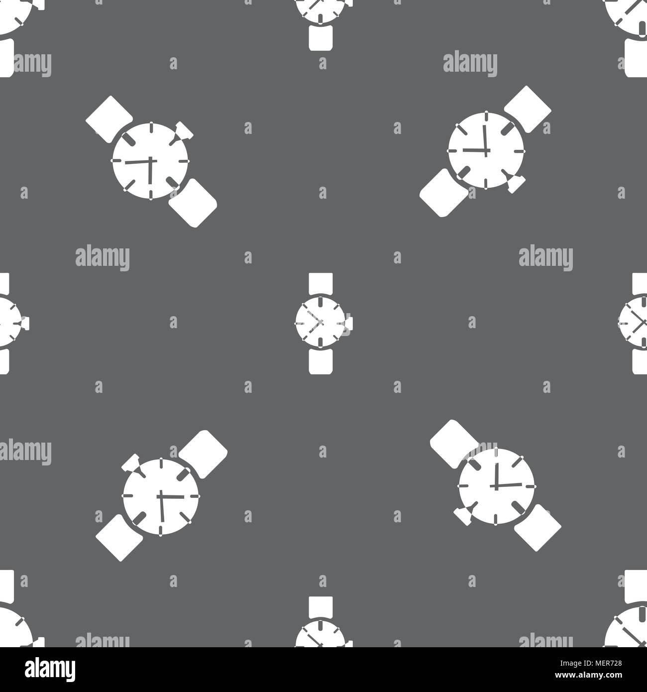 watches icon symbol . Seamless pattern on a gray background. Vector ...