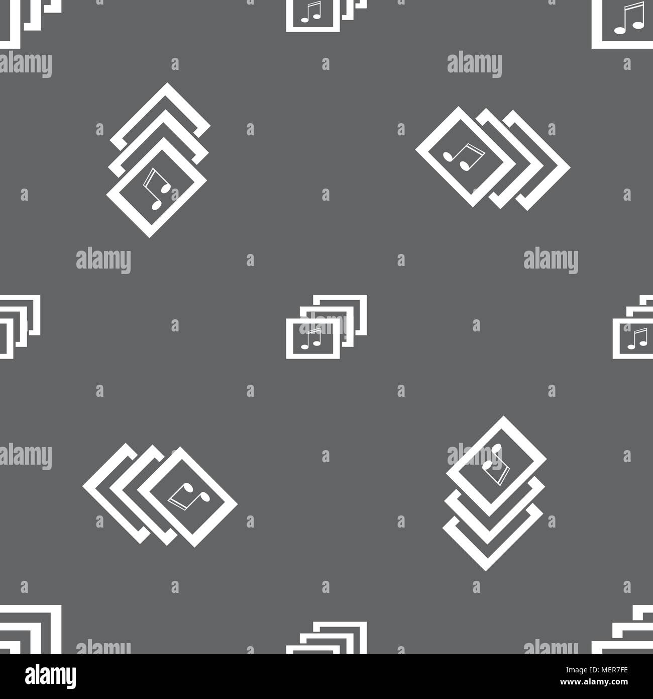 Mp3 music format sign icon. Musical symbol. Seamless pattern on a gray ...