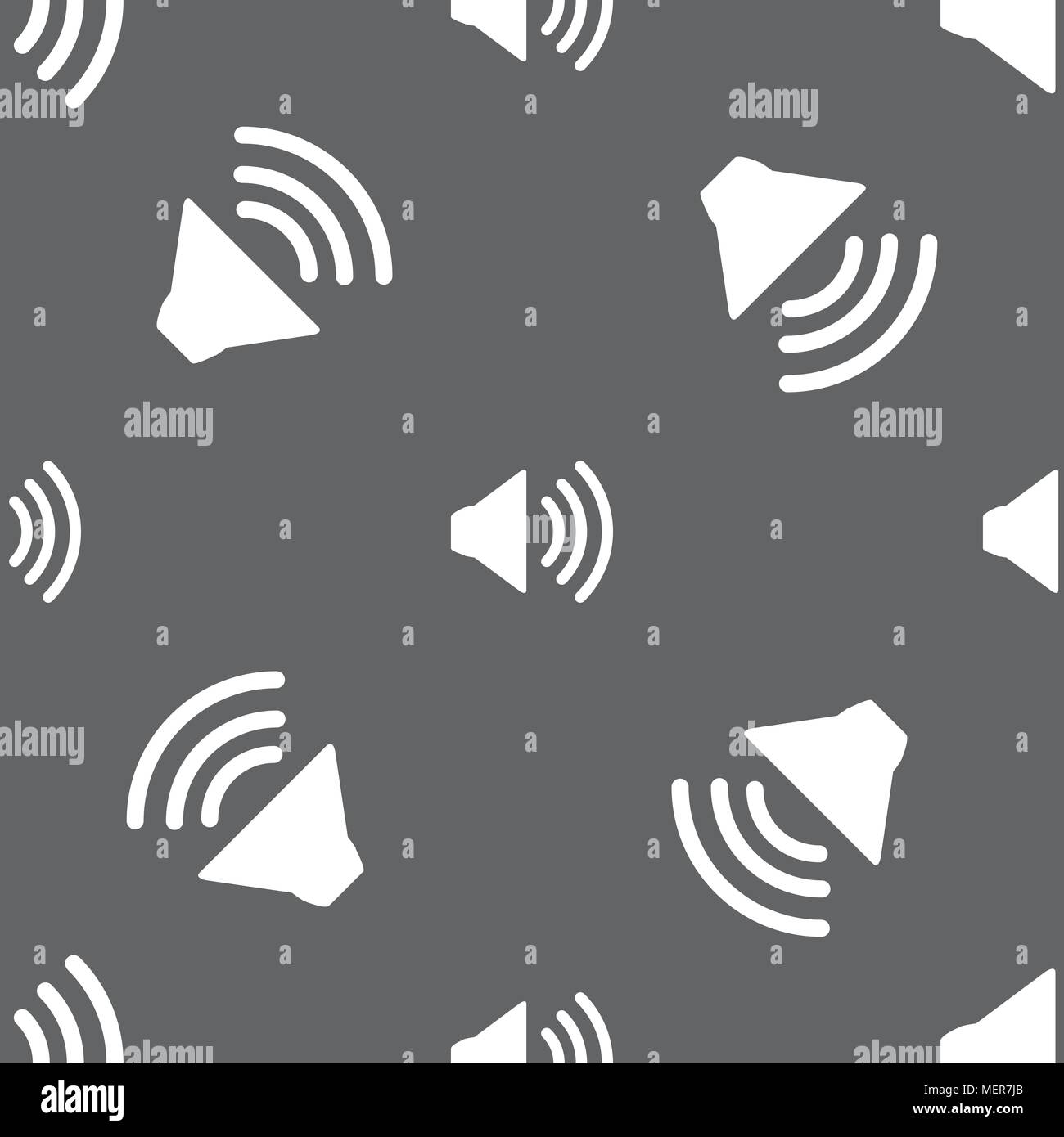 Speaker volume sign icon. Sound symbol. Seamless pattern on a gray ...