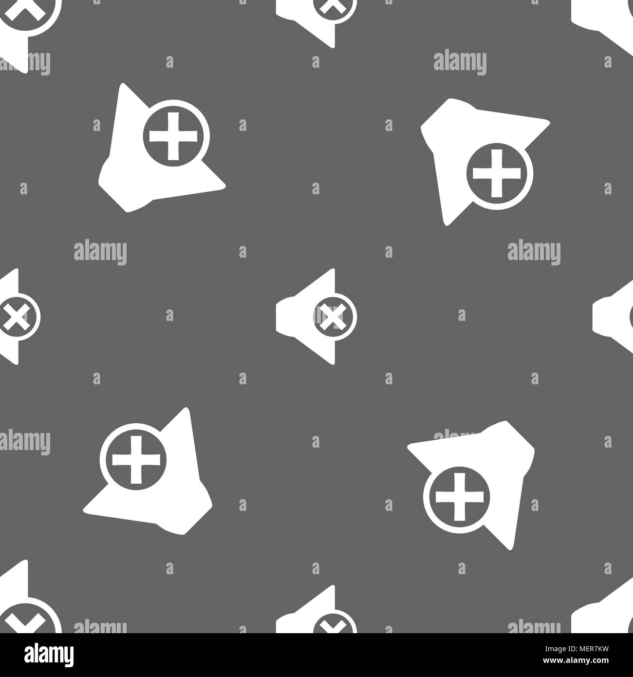 Mute speaker sign icon. Sound symbol.. Seamless pattern on a gray ...