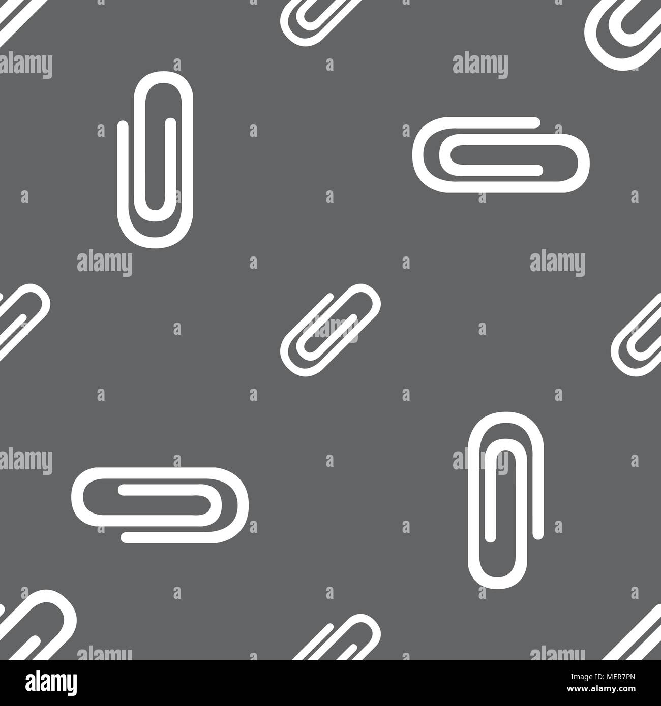 Paper clip sign icon. Clip symbol. Seamless pattern on a gray ...