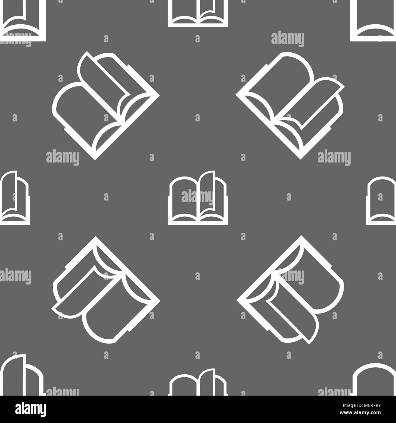 Book sign icon. Open book symbol. Seamless pattern on a gray background ...