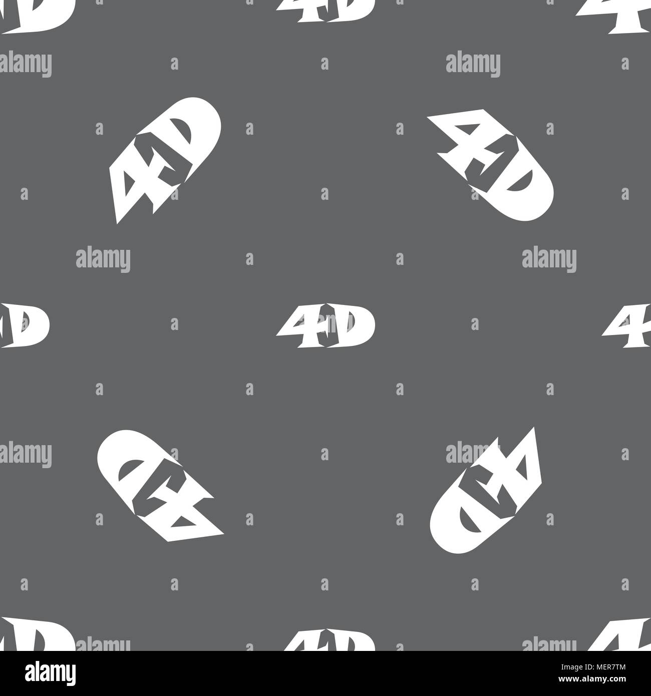 4D sign icon. 4D New technology symbol. Seamless pattern on a gray ...