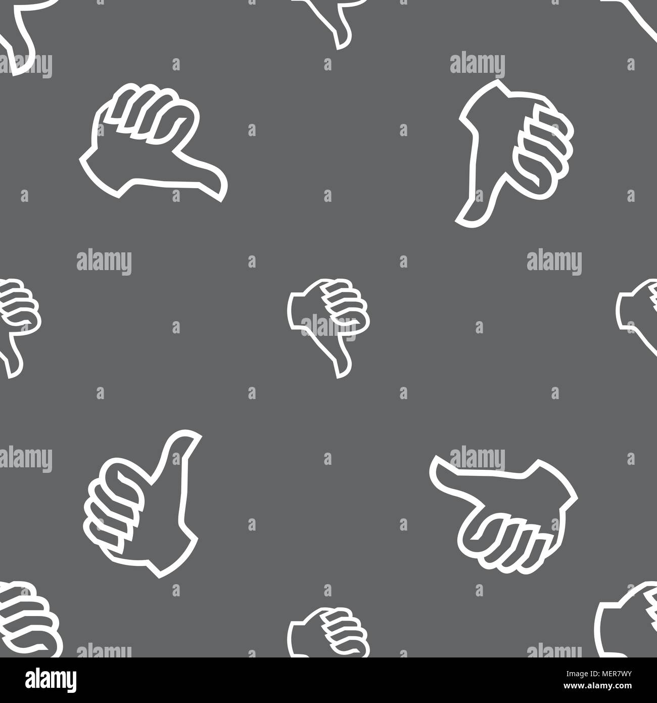 Dislike sign icon. Thumb down sign. Hand finger down symbol. Seamless ...