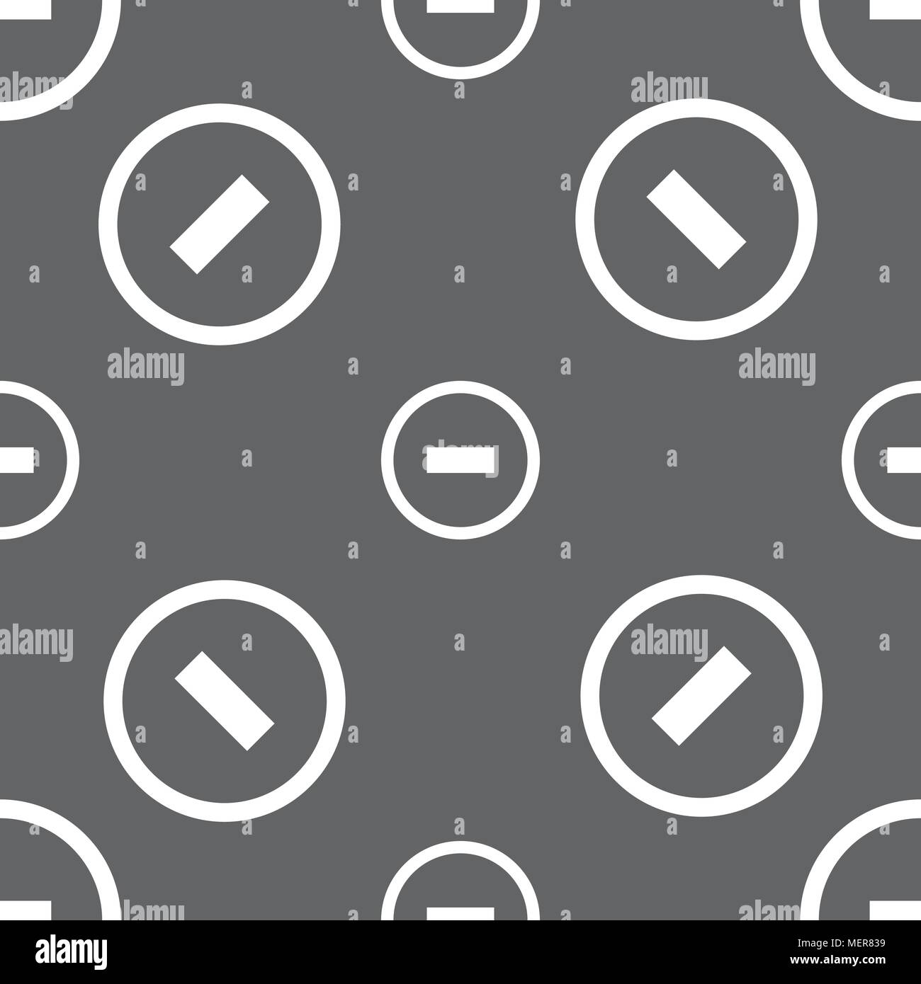 Minus sign icon. Negative symbol. Zoom out. Seamless pattern on a gray ...