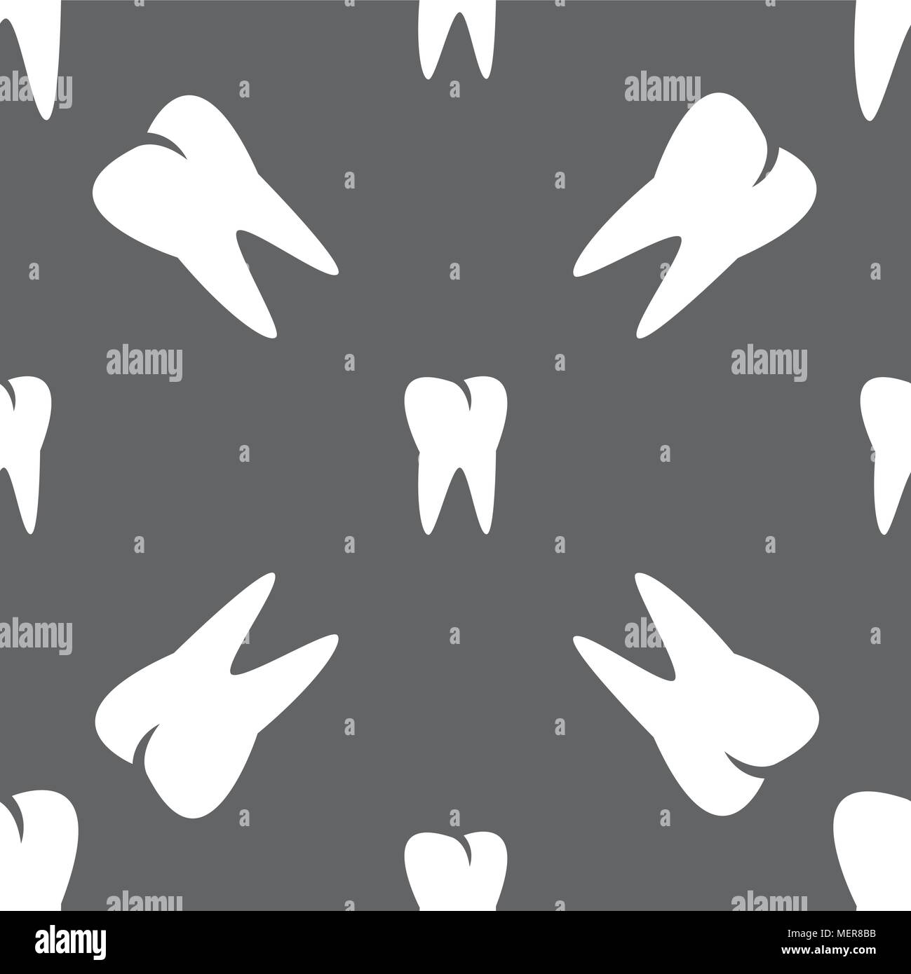 tooth icon. Seamless pattern on a gray background. Vector illustration ...