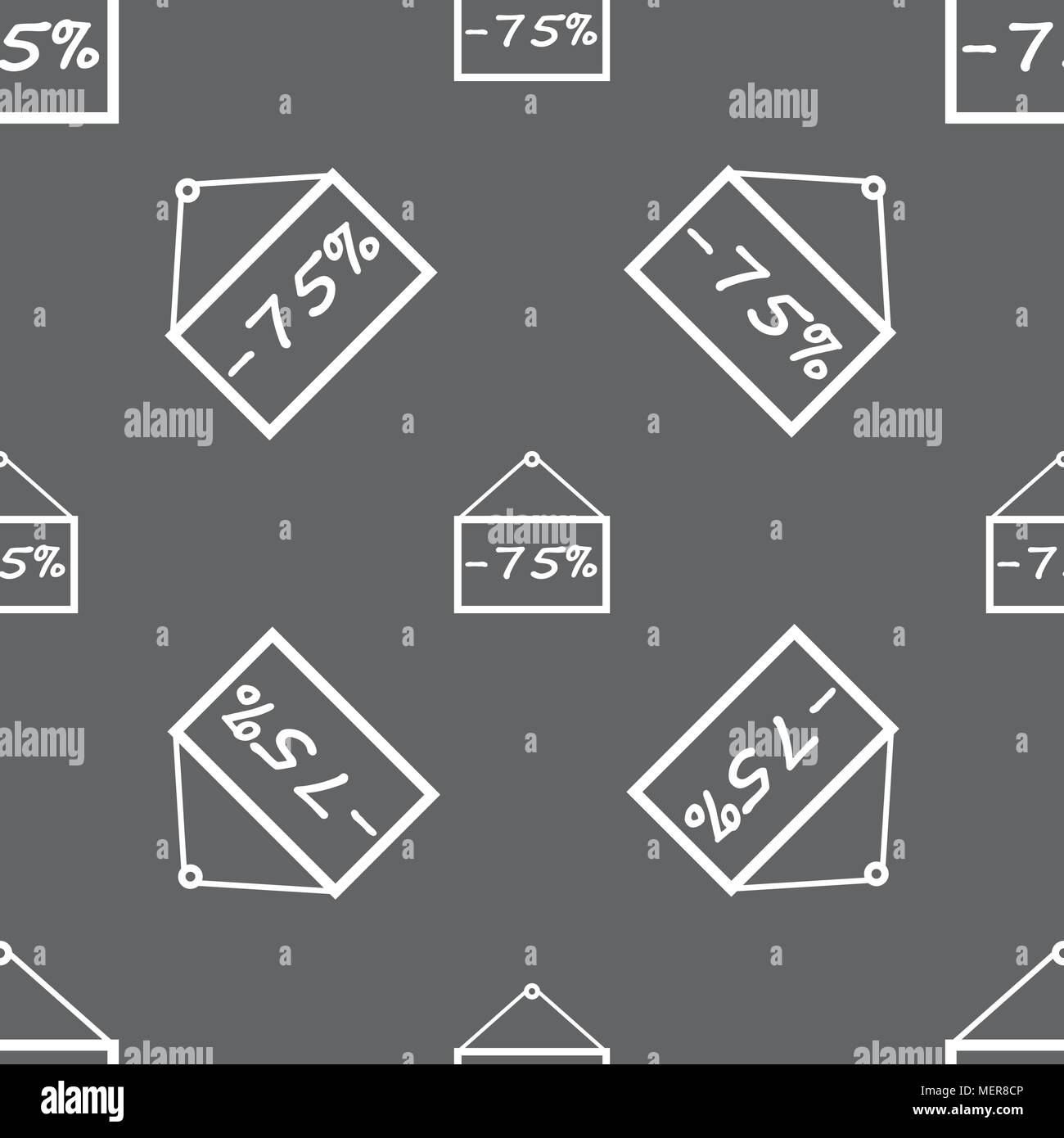 75 discount icon sign. Seamless pattern on a gray background. Vector ...