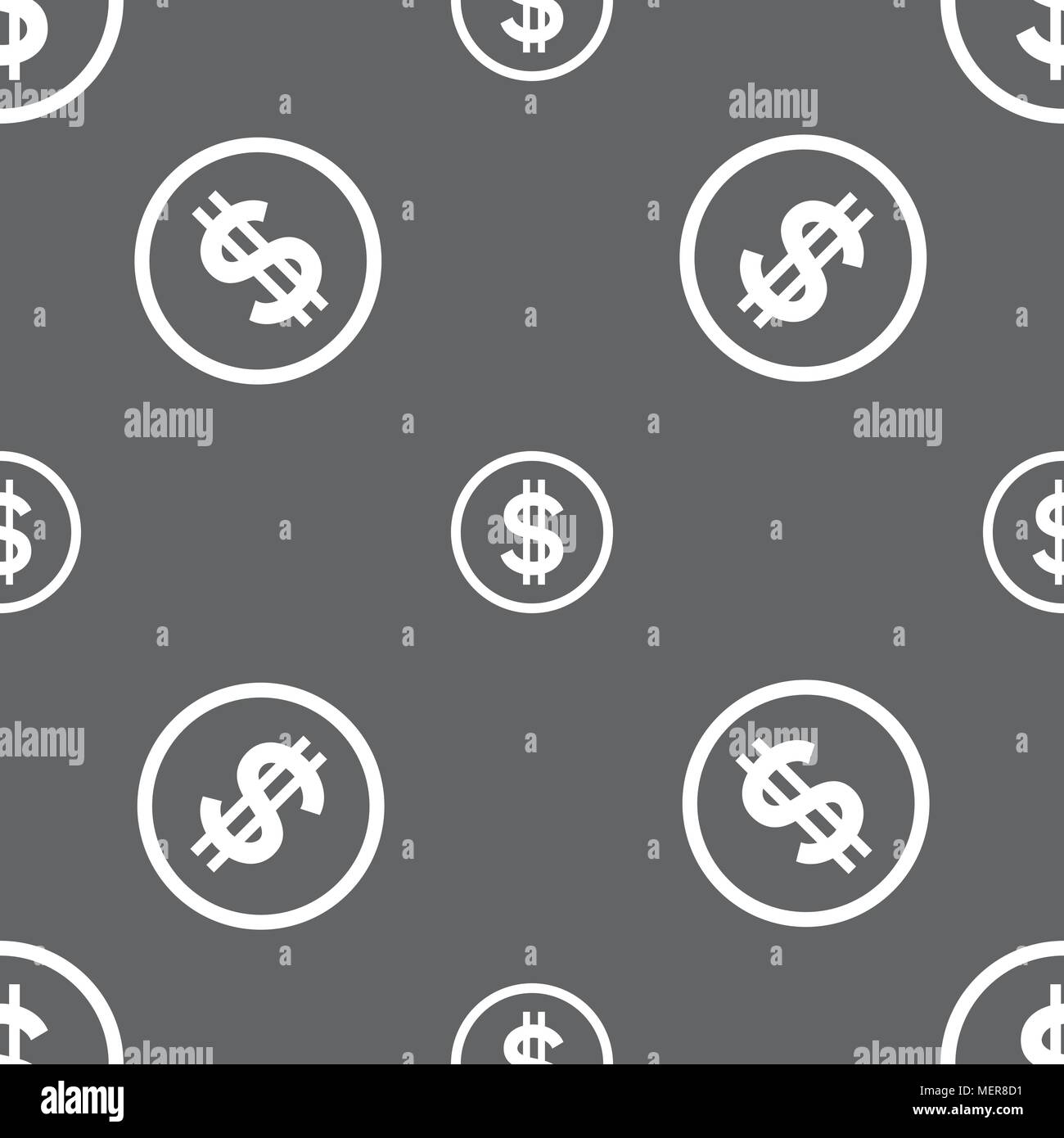 Dollar icon sign. Seamless pattern on a gray background. Vector ...
