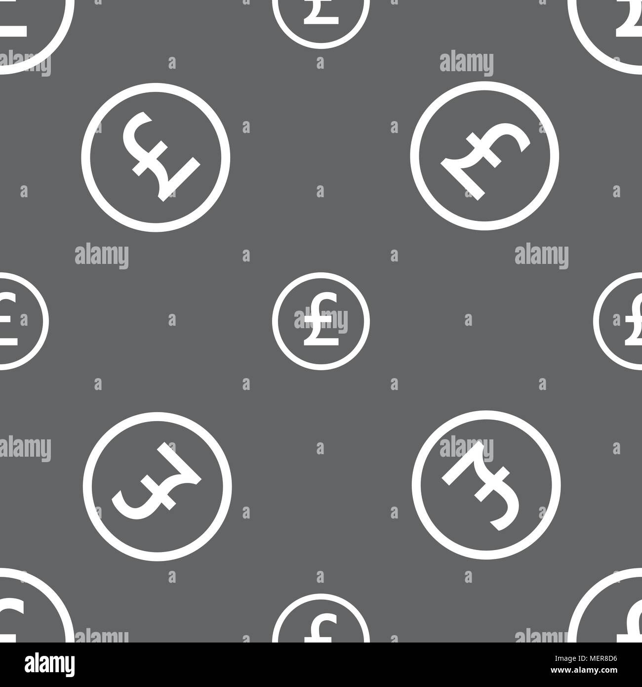 Pound sterling icon sign. Seamless pattern on a gray background. Vector ...