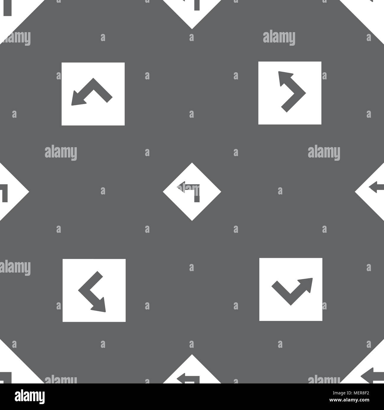 Road sign warning of dangerous left curve icon sign. Seamless pattern ...