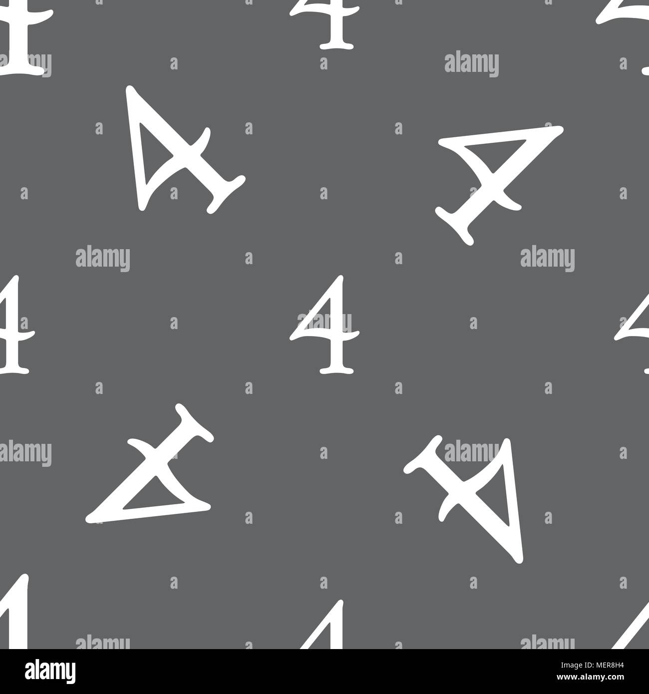 number four icon sign. Seamless pattern on a gray background. Vector ...