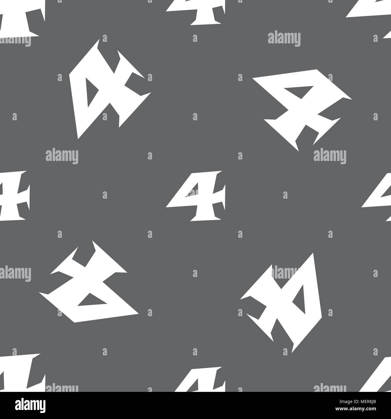 number four icon sign. Seamless pattern on a gray background. Vector ...