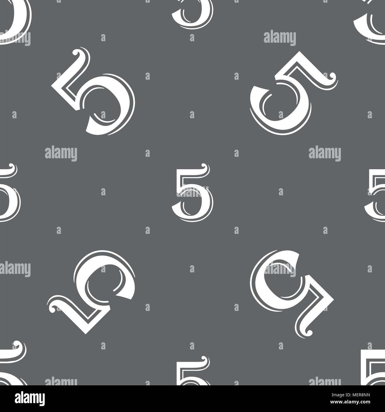 number five icon sign. Seamless pattern on a gray background. Vector ...