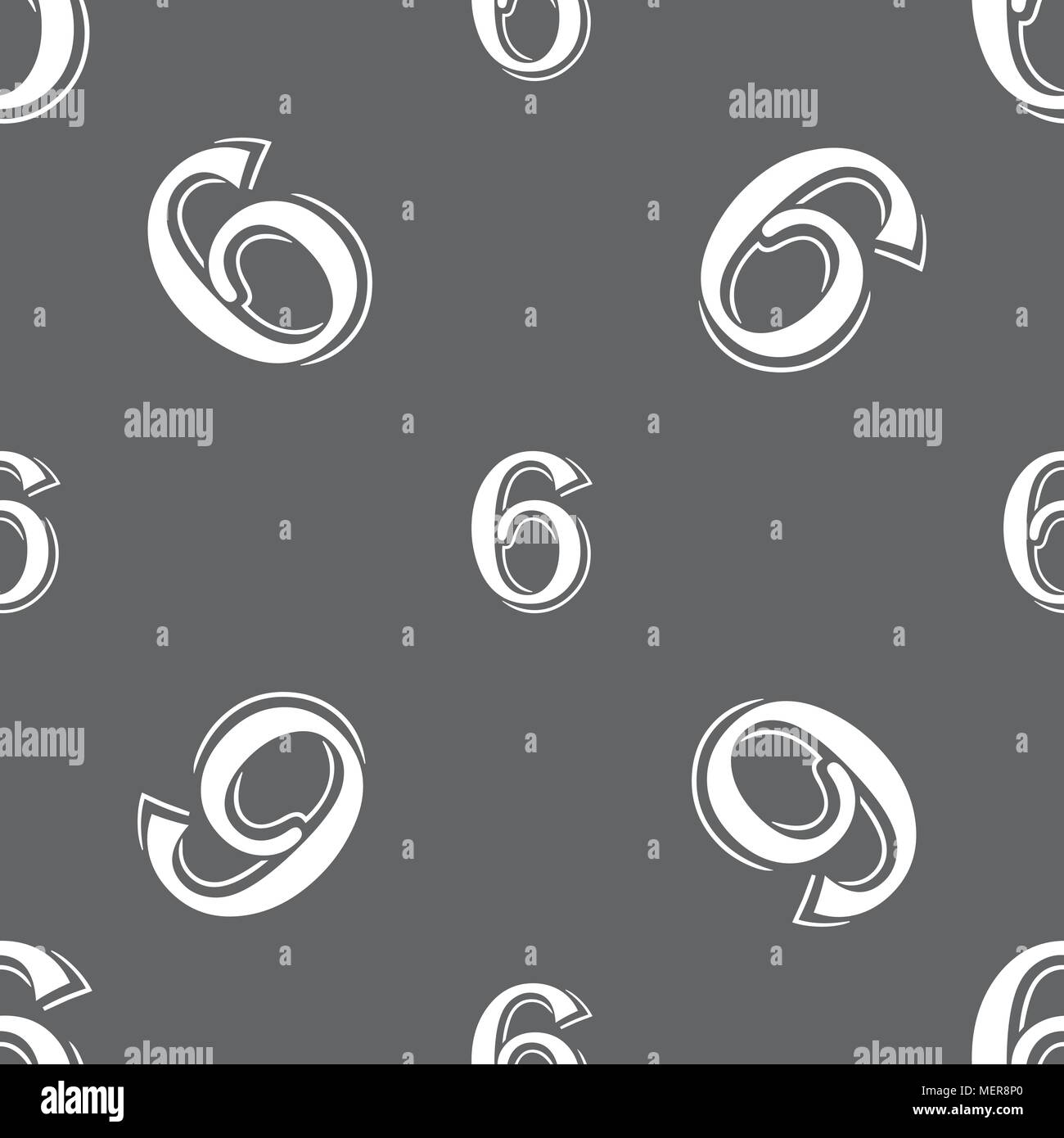 number six icon sign. Seamless pattern on a gray background. Vector ...