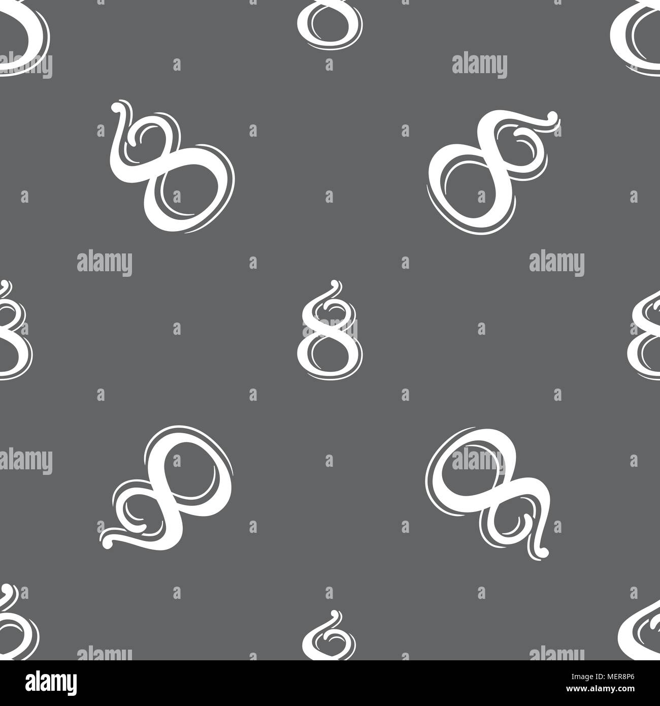 number Eight icon sign. Seamless pattern on a gray background. Vector ...