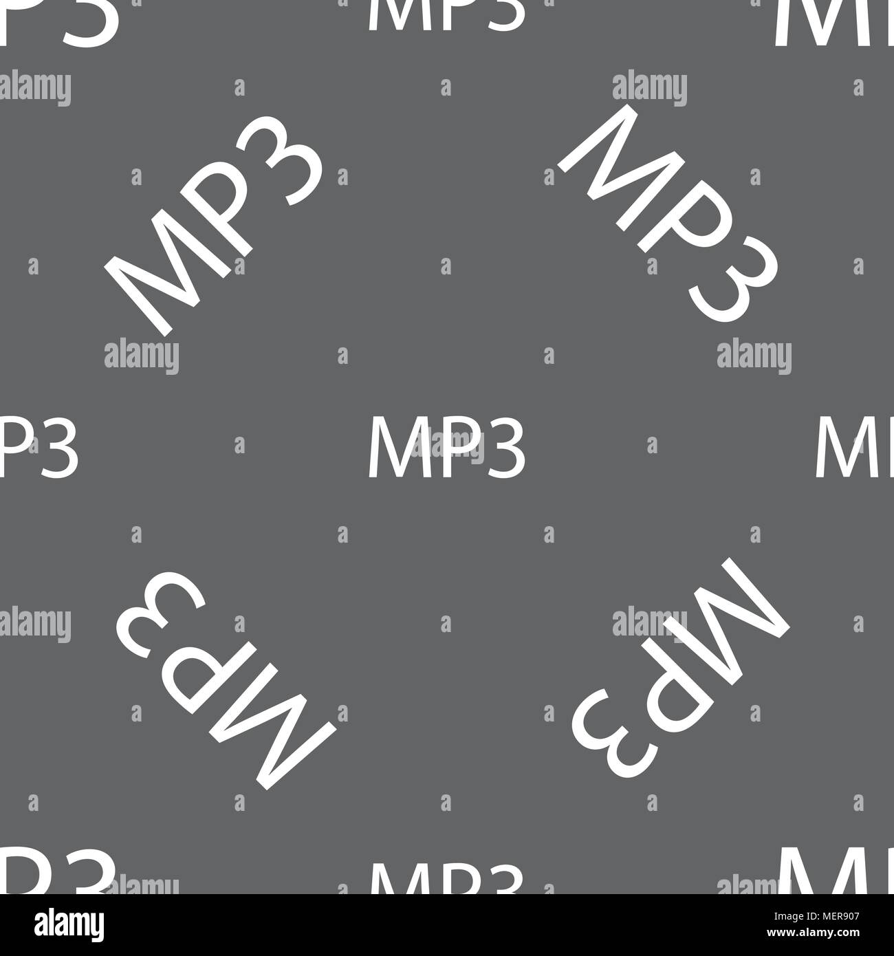Mp3 music format sign icon. Musical symbol. Seamless pattern on a gray ...
