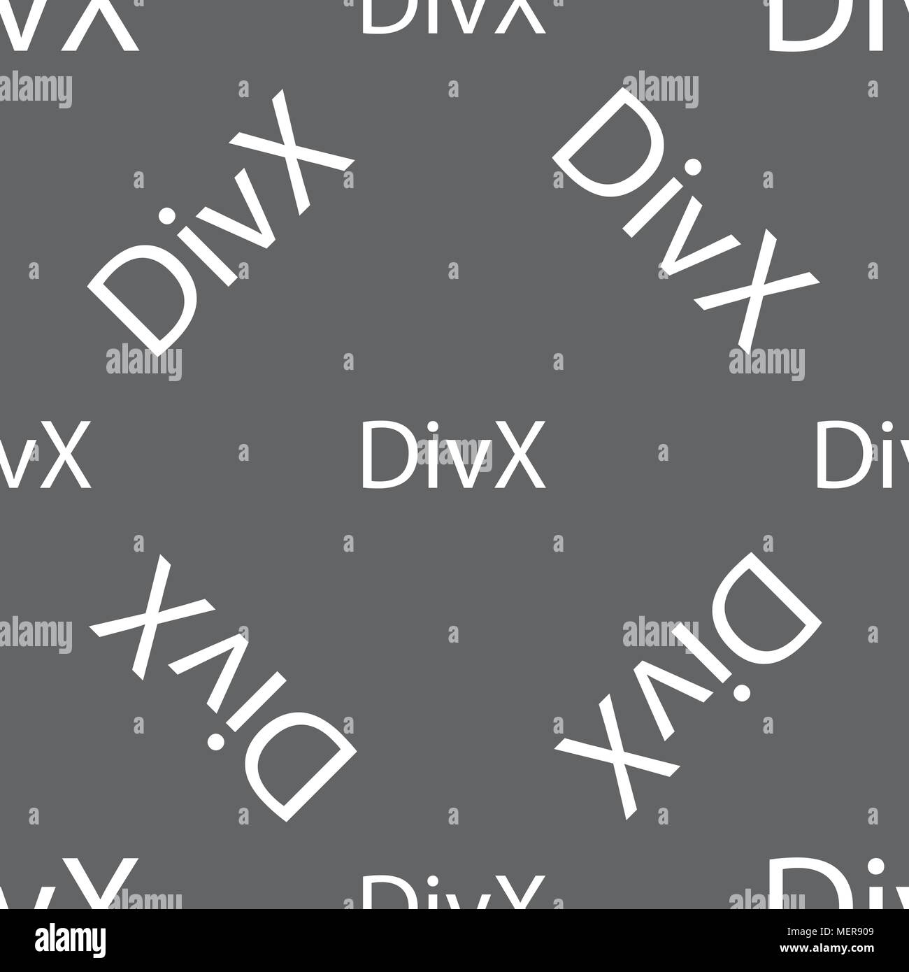 DivX video format sign icon. symbol. Seamless pattern on a gray ...