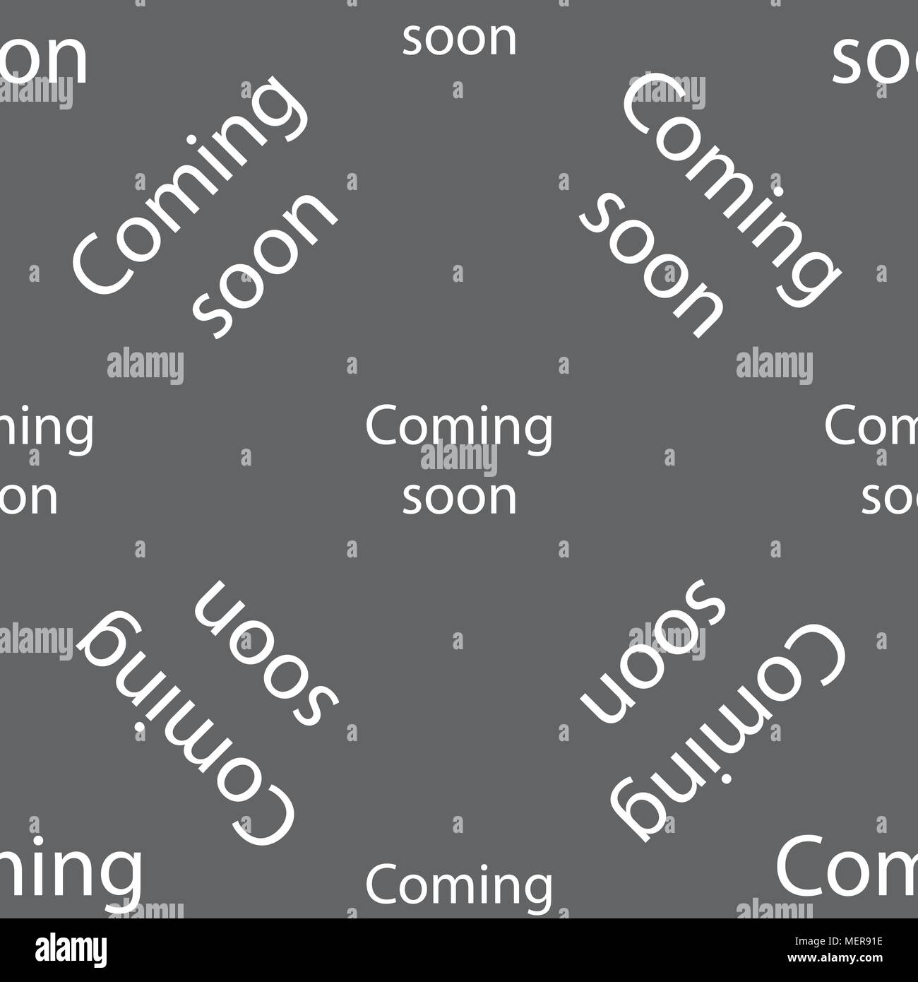 Coming soon sign icon. Promotion announcement symbol. Seamless pattern ...
