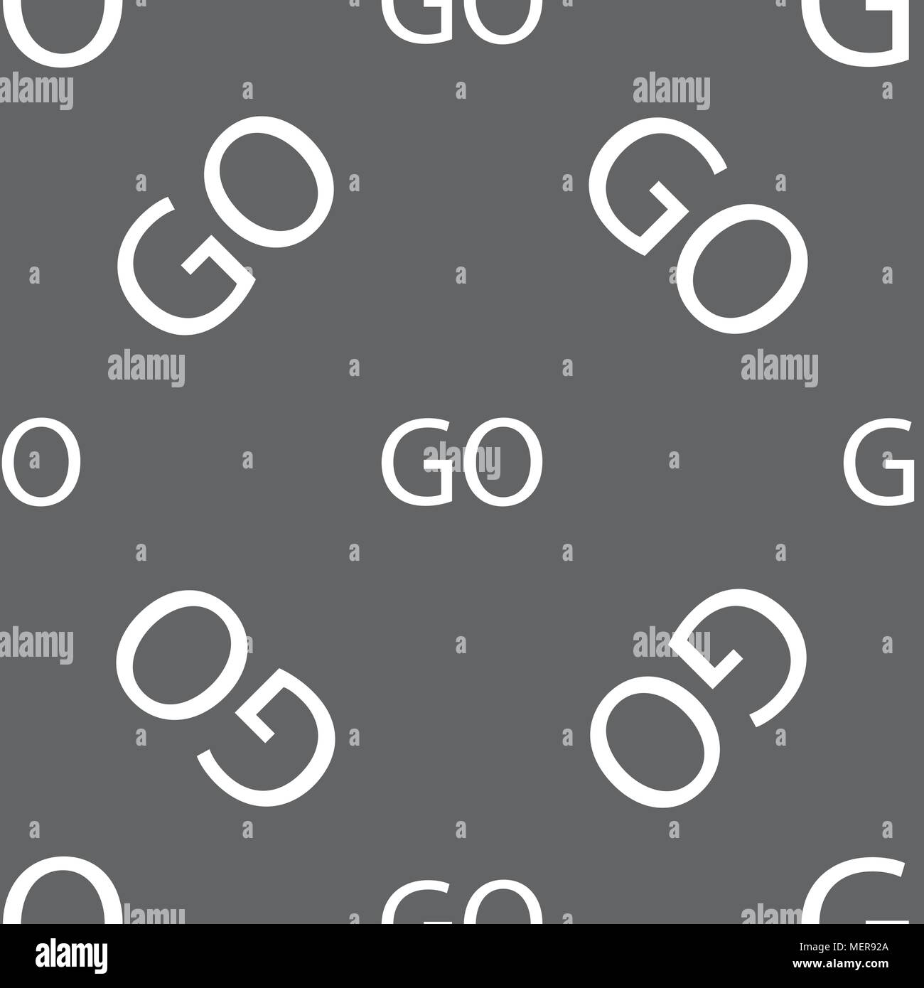 GO sign icon. Seamless pattern on a gray background. Vector ...