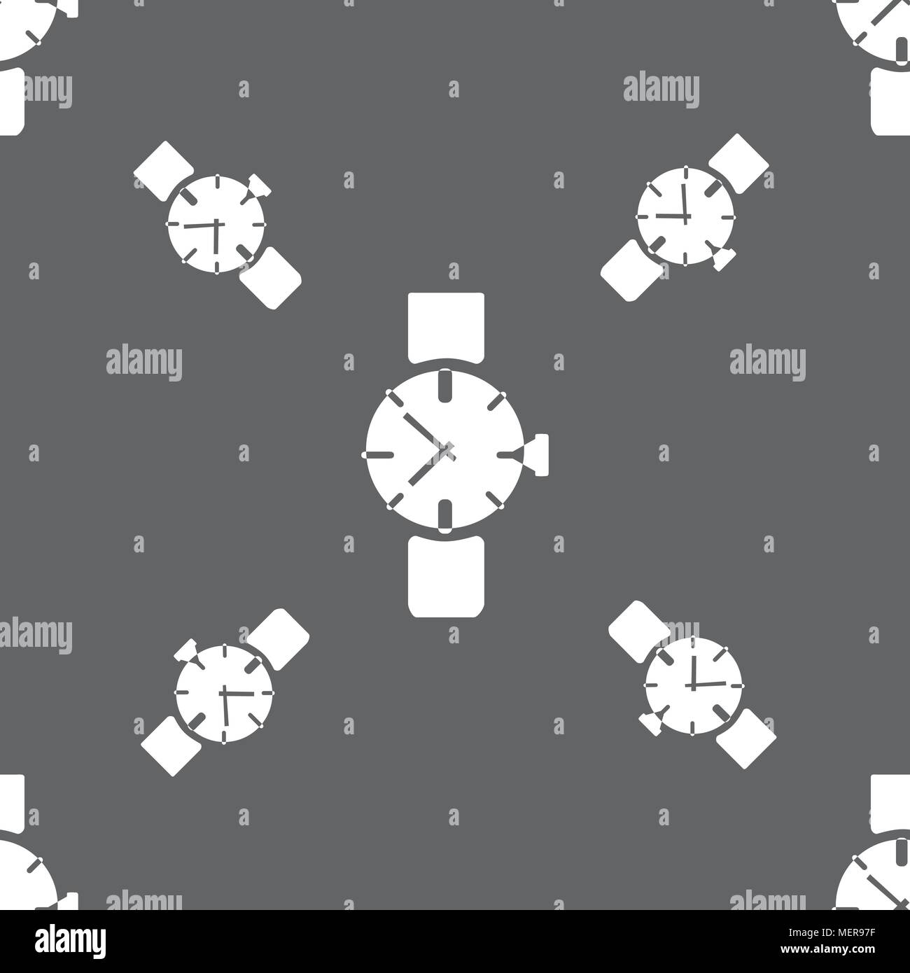watches icon symbol . Seamless pattern on a gray background. Vector ...