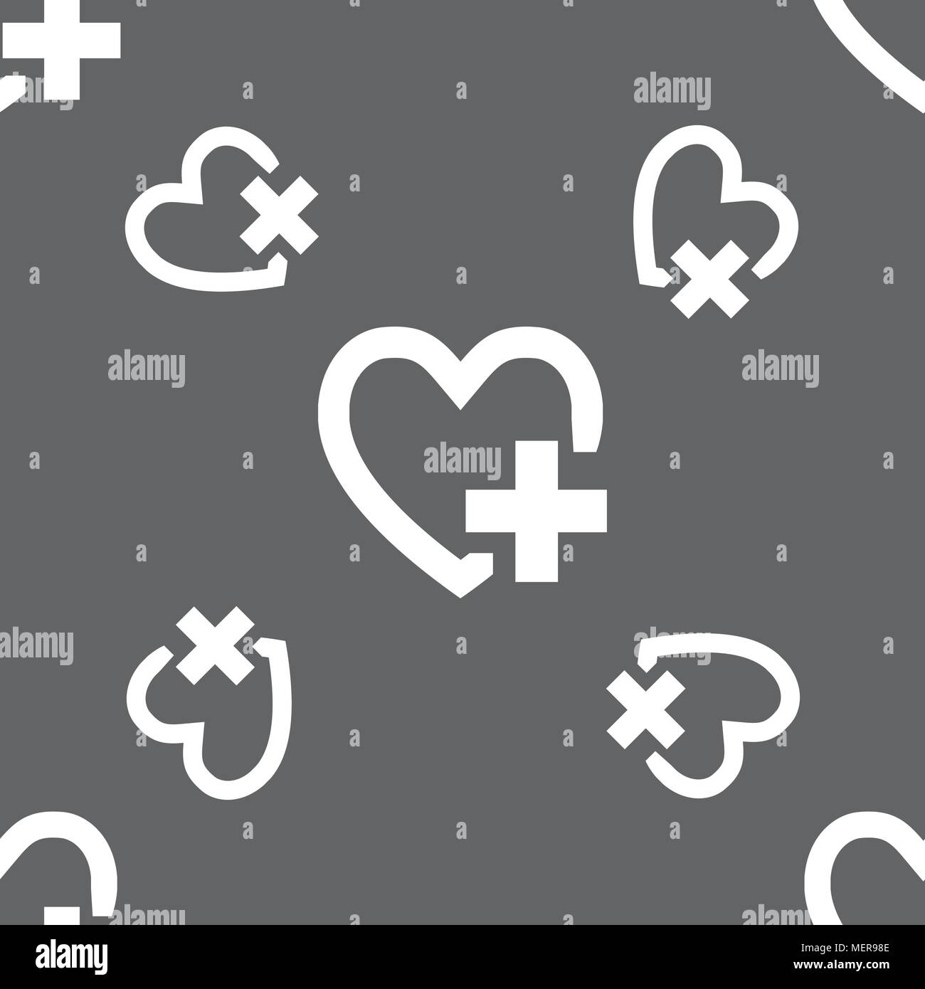 Heart sign icon. Love symbol. Seamless pattern on a gray background ...