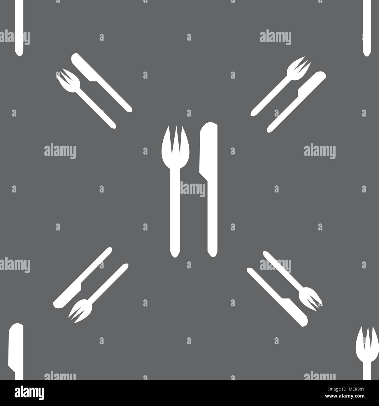 Eat sign icon. Cutlery symbol. Fork and knife. Seamless pattern on a ...