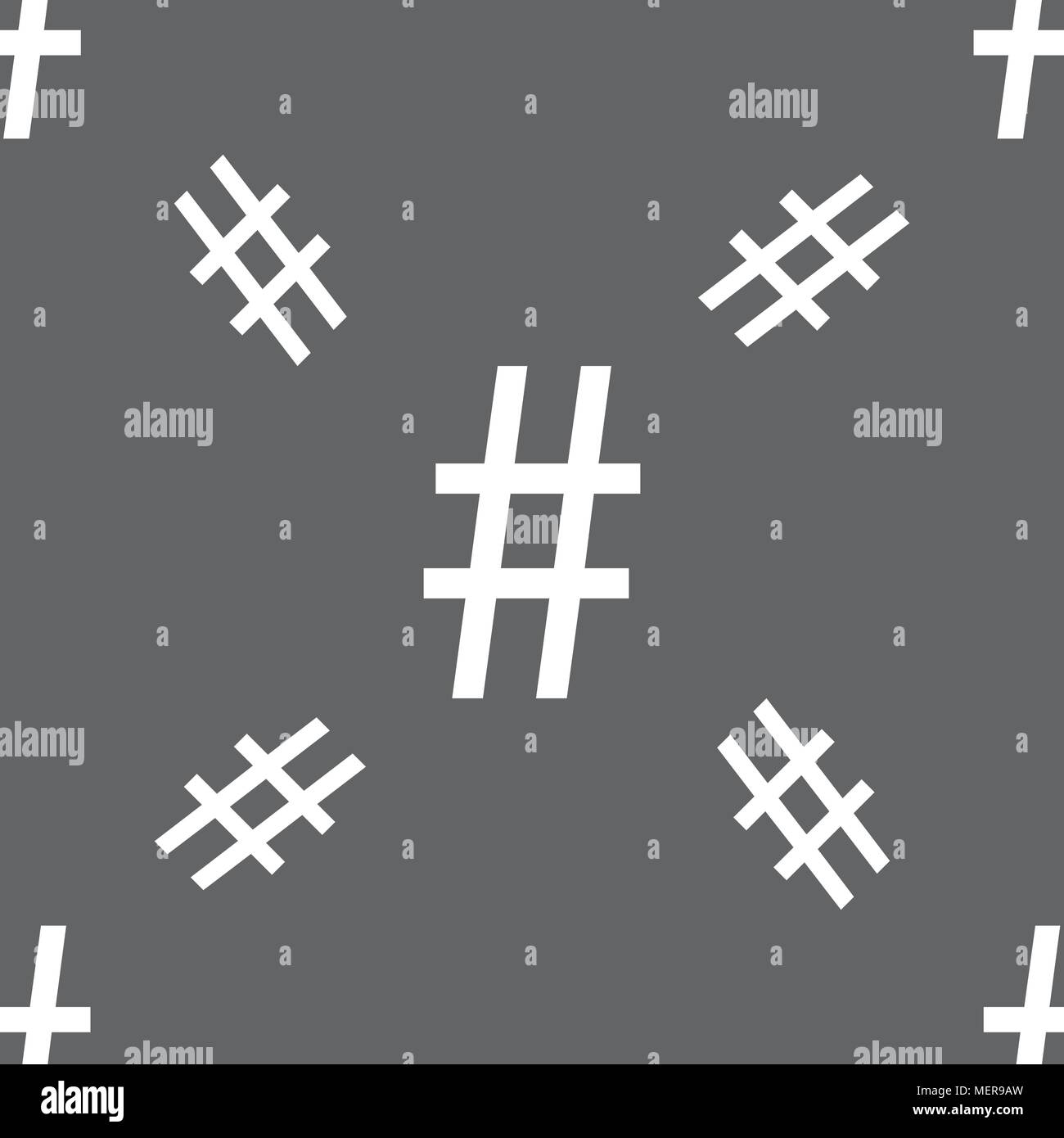 hash tag icon. Seamless pattern on a gray background. Vector ...