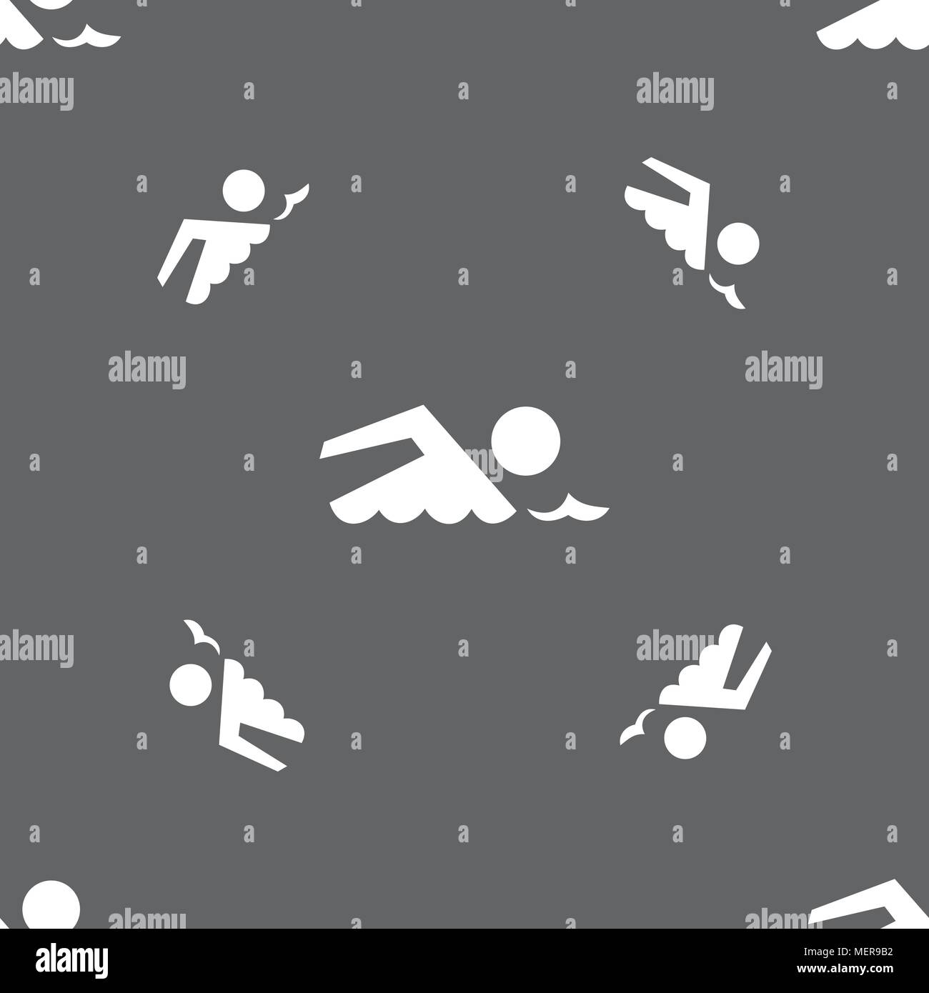 Swimming sign icon. Pool swim symbol. Sea wave. Seamless pattern on a ...