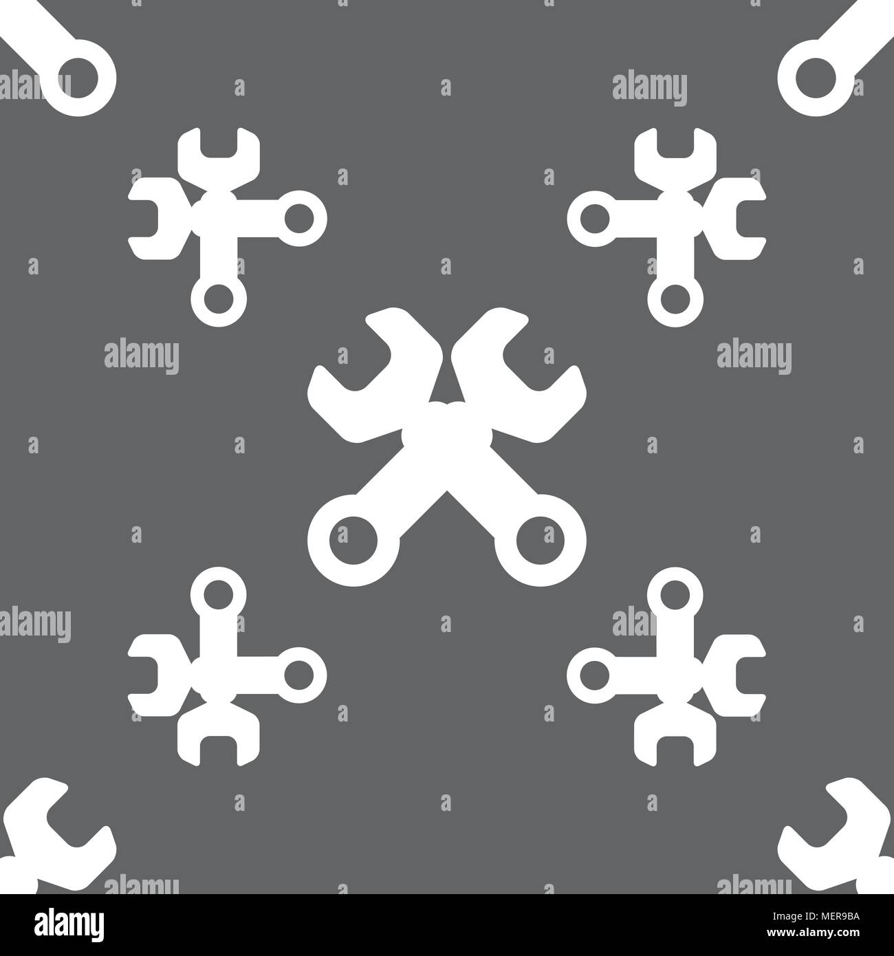 Wrench key sign icon. Service tool symbol. Seamless pattern on a gray ...