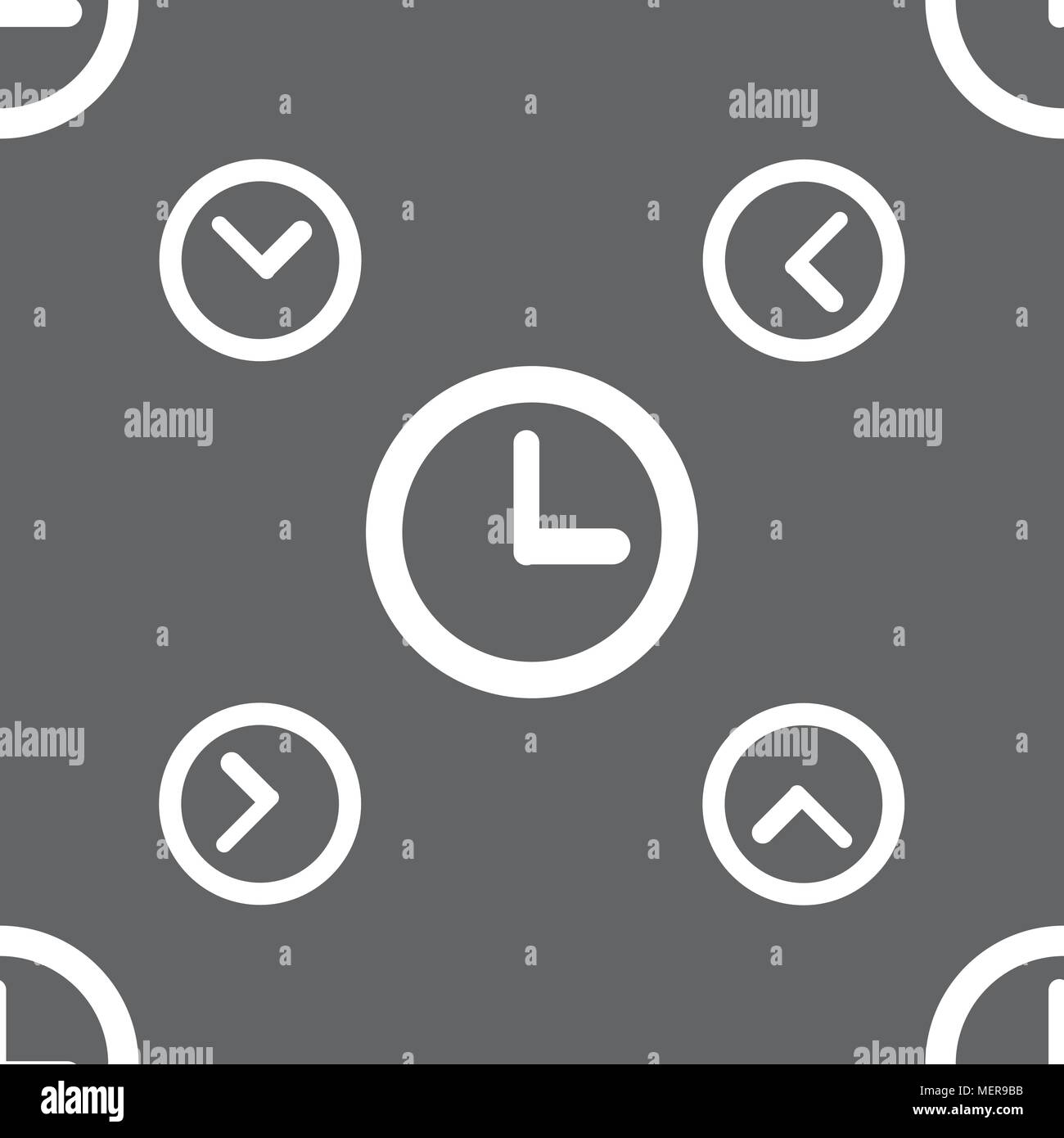 Clock sign icon. Mechanical clock symbol. Seamless pattern on a gray ...