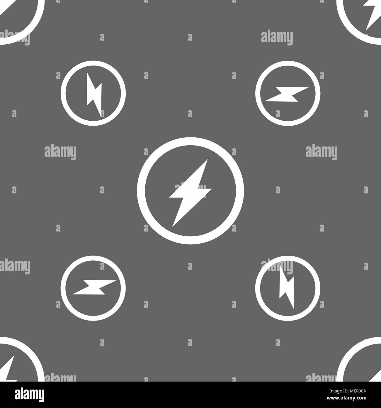 Photo flash sign icon. Lightning symbol. Seamless pattern on a gray ...