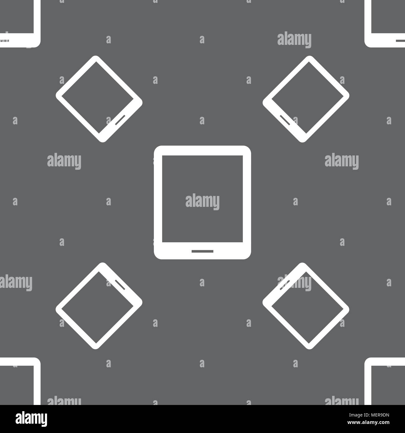 Tablet sign icon. smartphone button. Seamless pattern on a gray ...