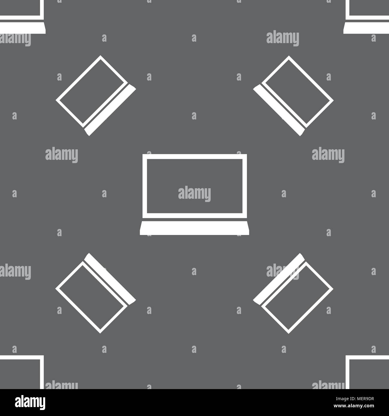 Laptop sign icon. Notebook pc symbol. Seamless pattern on a gray ...