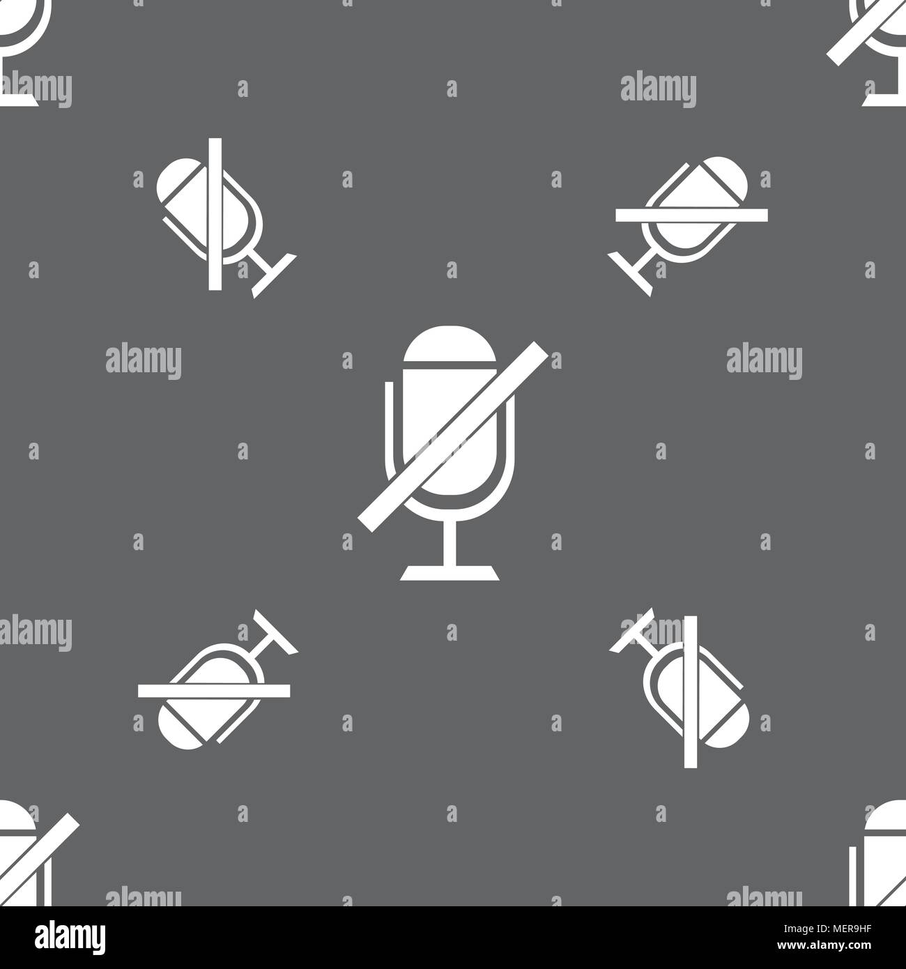 No Microphone sign icon. Speaker symbol. Seamless pattern on a gray ...