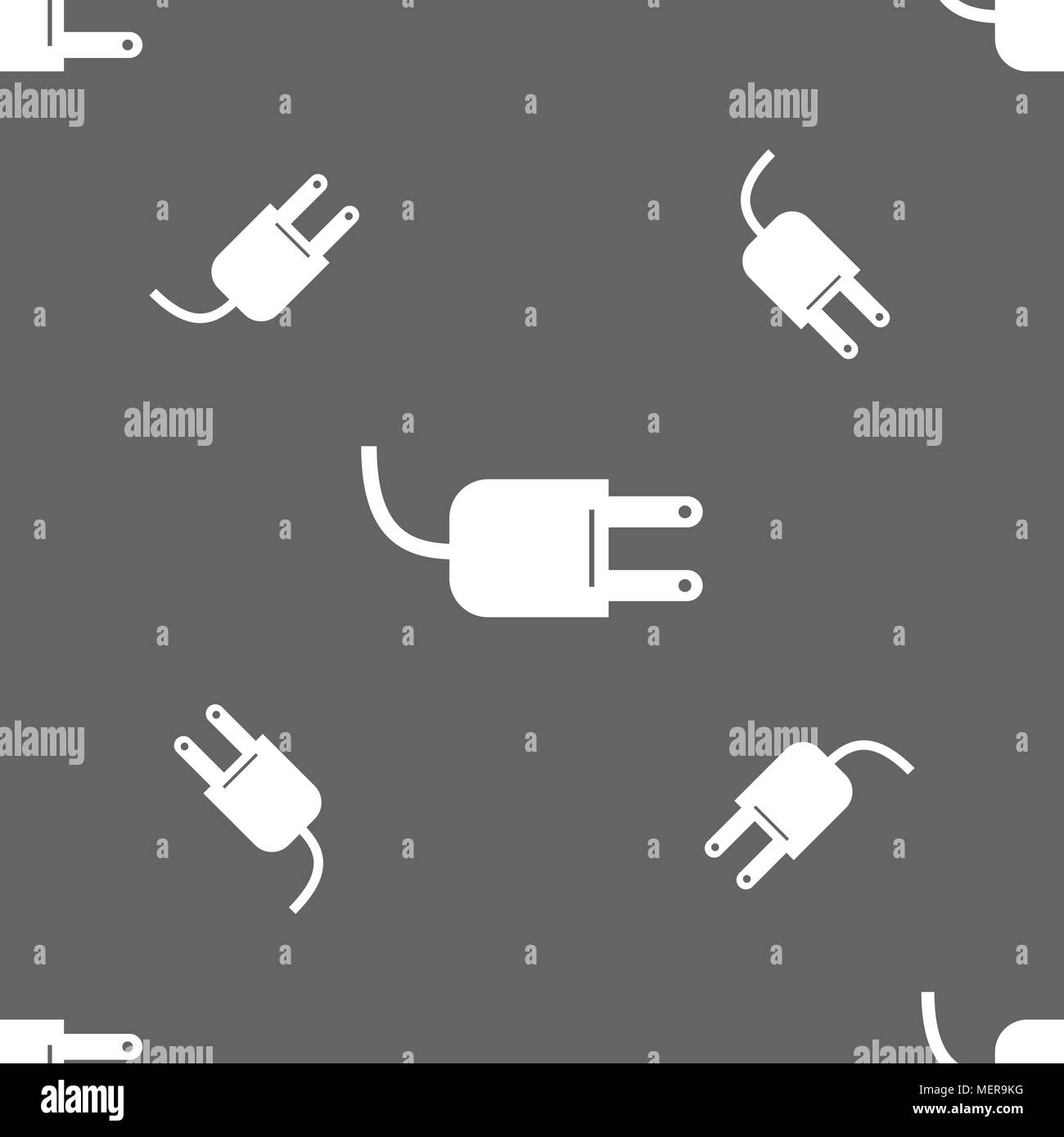 Electric plug sign icon. Power energy symbol. Seamless pattern on a ...