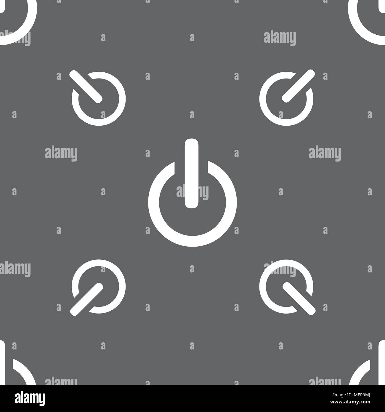 Power sign icon. Switch on symbol. Seamless pattern on a gray ...