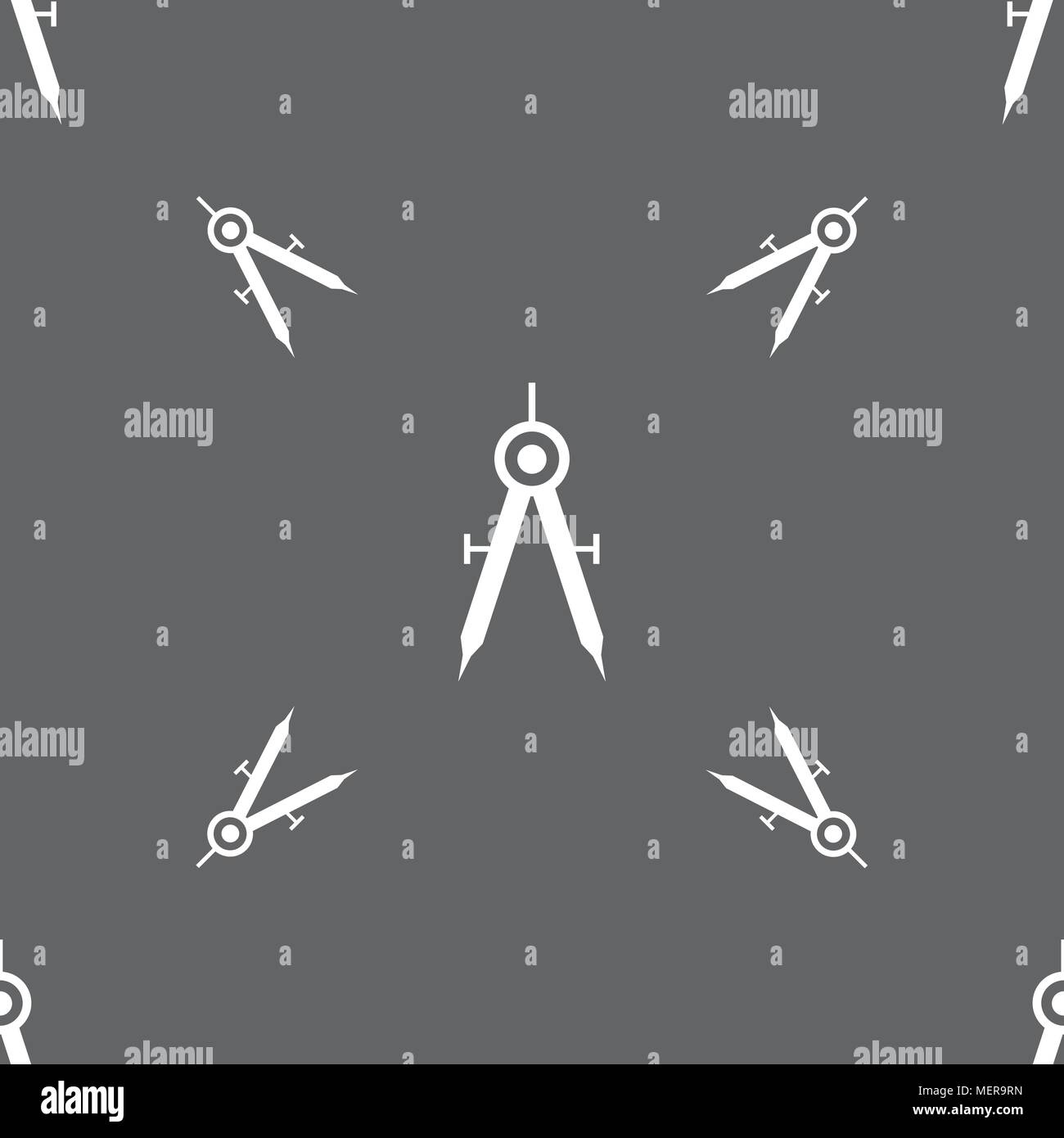 Mathematical Compass sign icon. Seamless pattern on a gray background ...